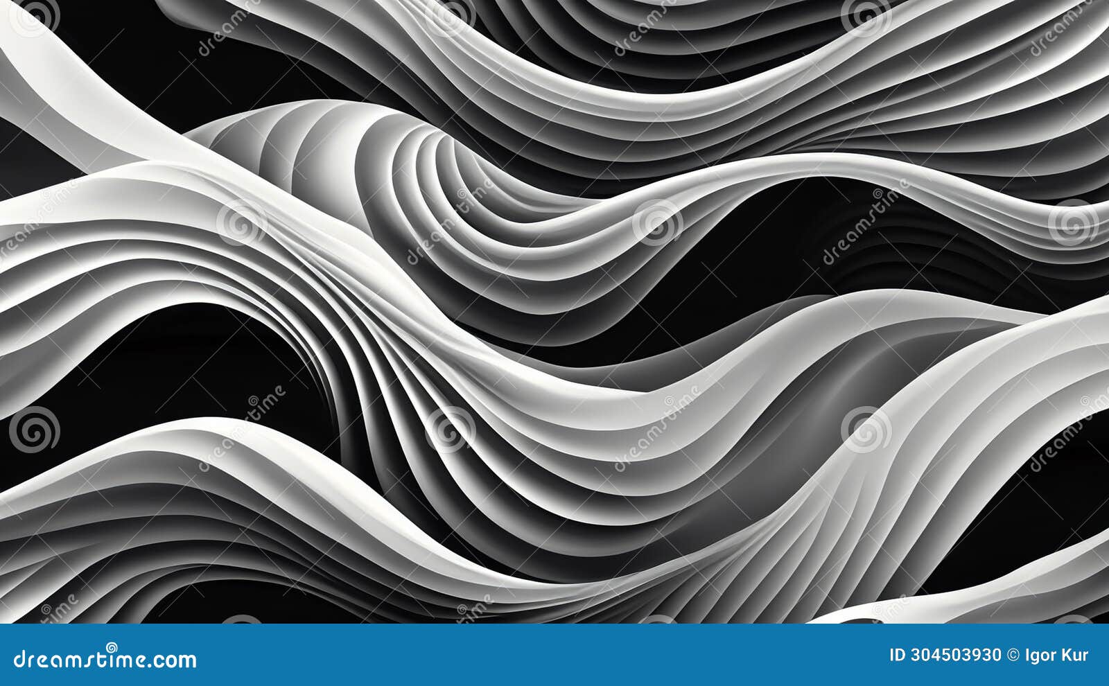 Wallpaper in Black, White and Shades of Gray with a Wavy Pattern of Sea ...