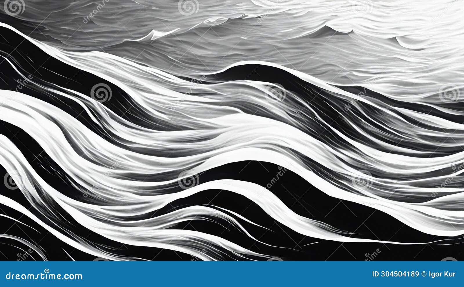 Wallpaper in Black, White and Shades of Gray with a Wavy Pattern of Sea ...