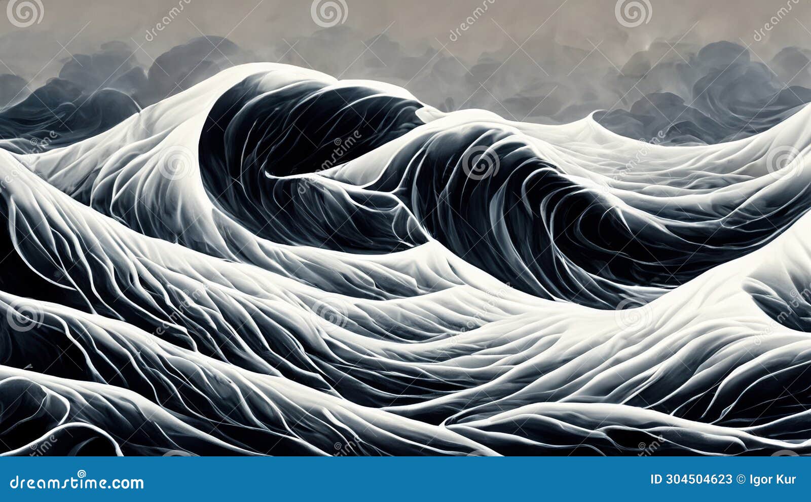 Wallpaper in Black, White and Shades of Gray with a Wavy Pattern of Sea ...