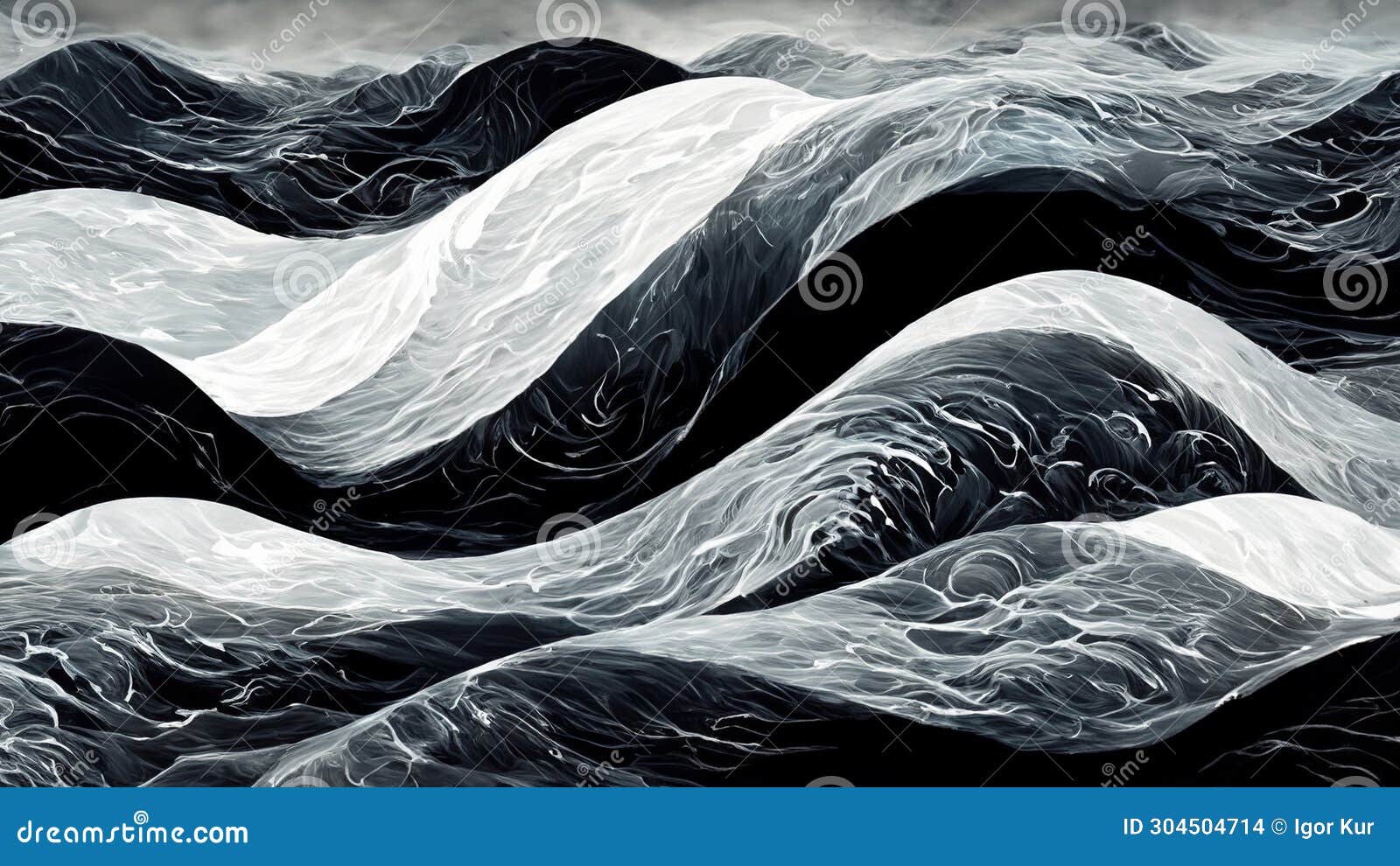 Wallpaper in Black, White and Shades of Gray with a Wavy Pattern of Sea ...