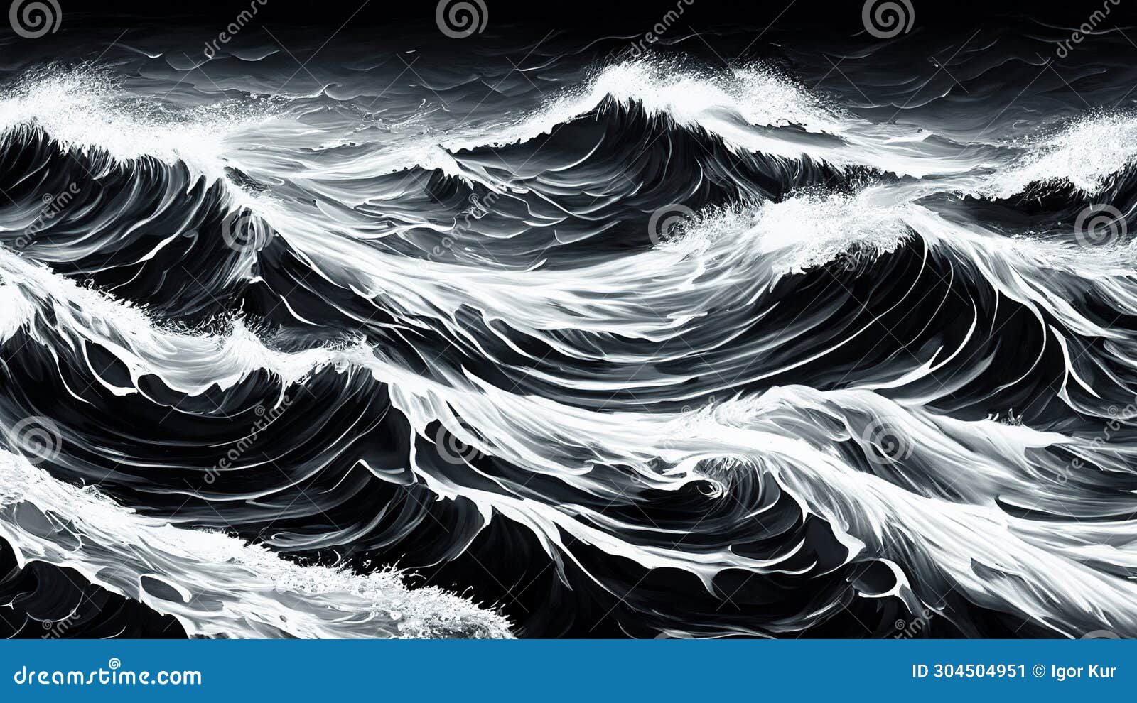 Wallpaper in Black, White and Shades of Gray with a Wavy Pattern of Sea ...