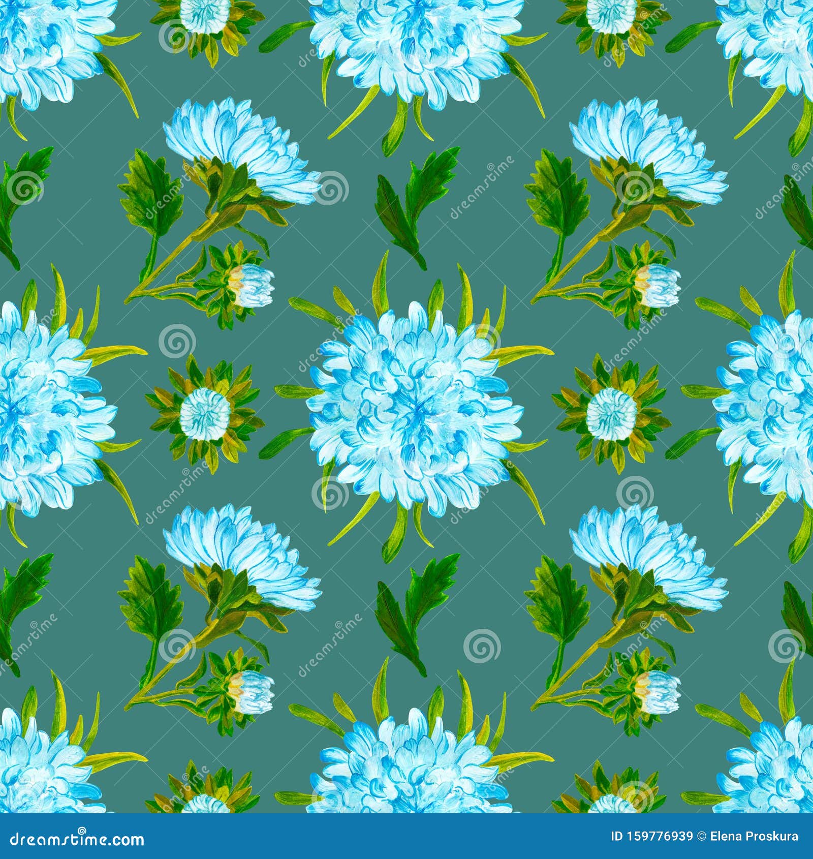 Wallpaper with Blue Asters. Stock Illustration - Illustration of leaves ...