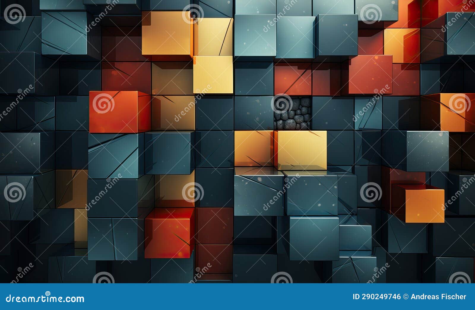 Wallpaper with Blue 3D Rectangles of Different Sizes. Stock Photo ...