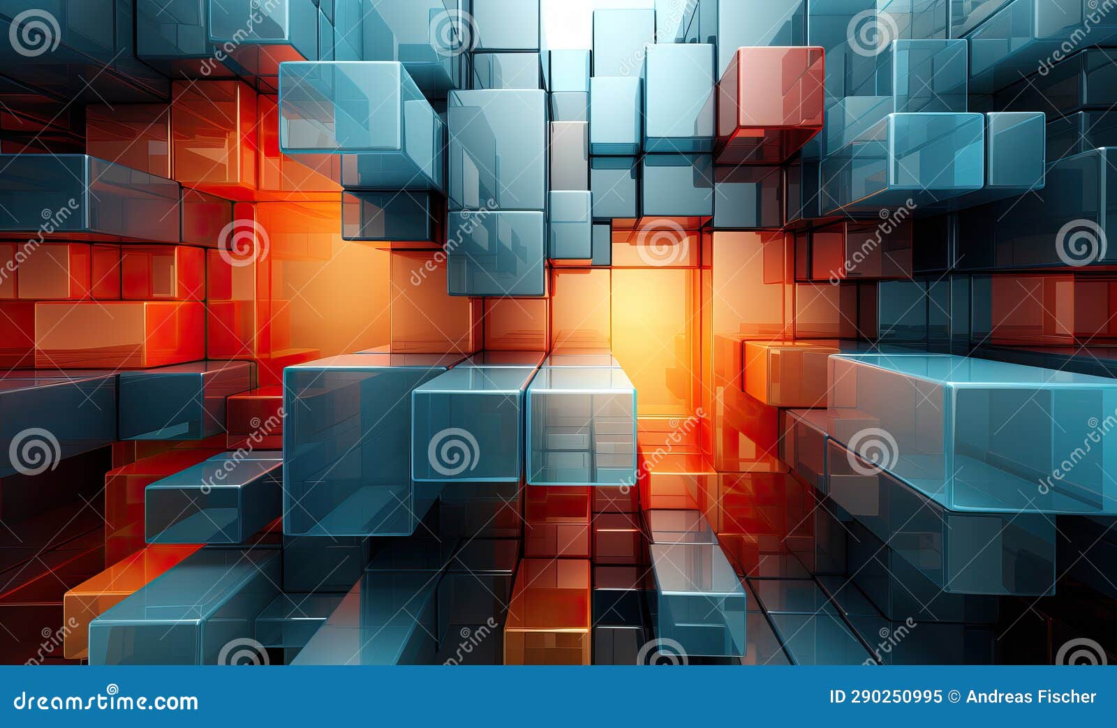 Wallpaper with Blue 3D Rectangles of Different Sizes. Stock Image ...