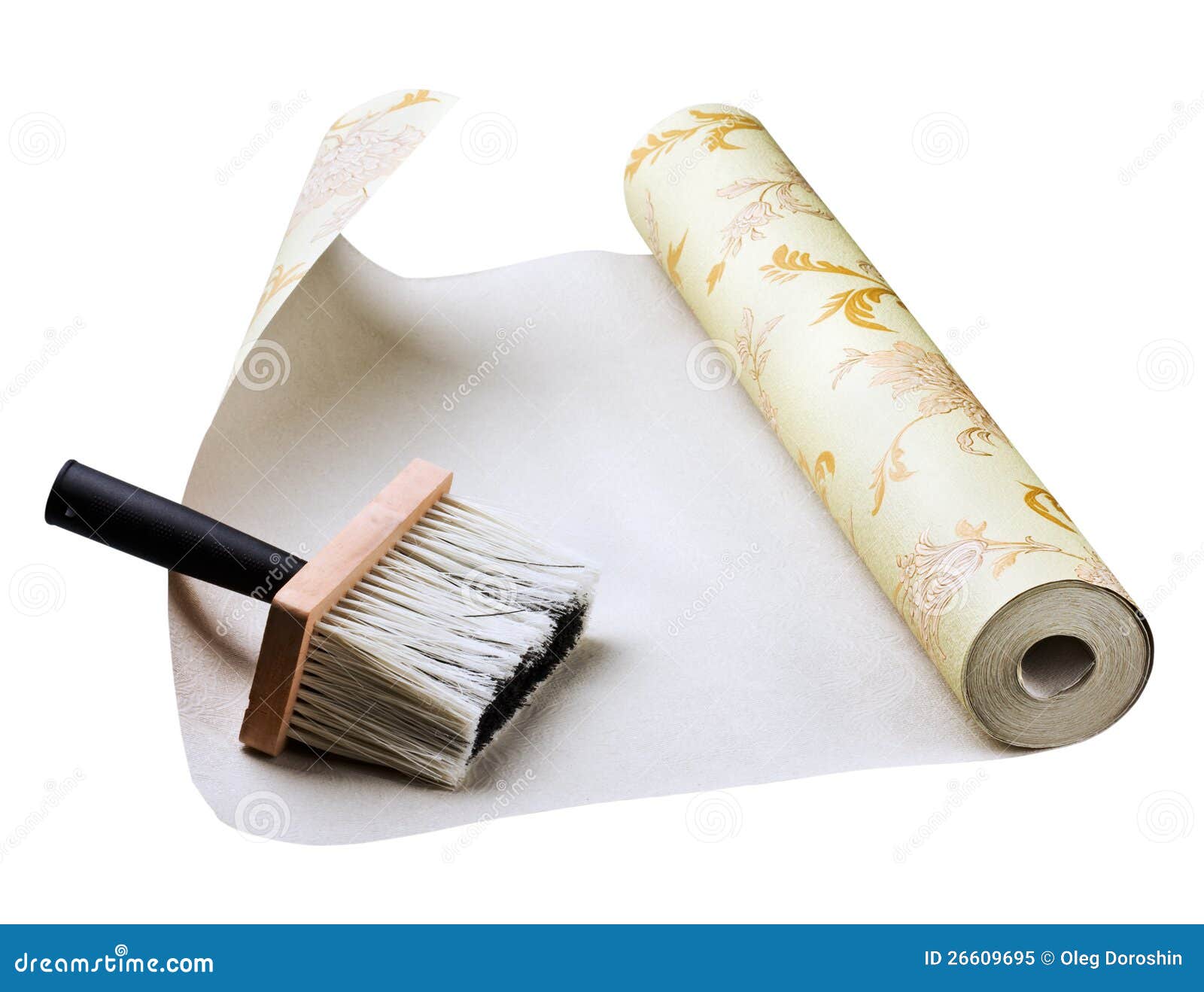 Wallpaper and Brush Sticking Stock Image - Image of materials, wall ...
