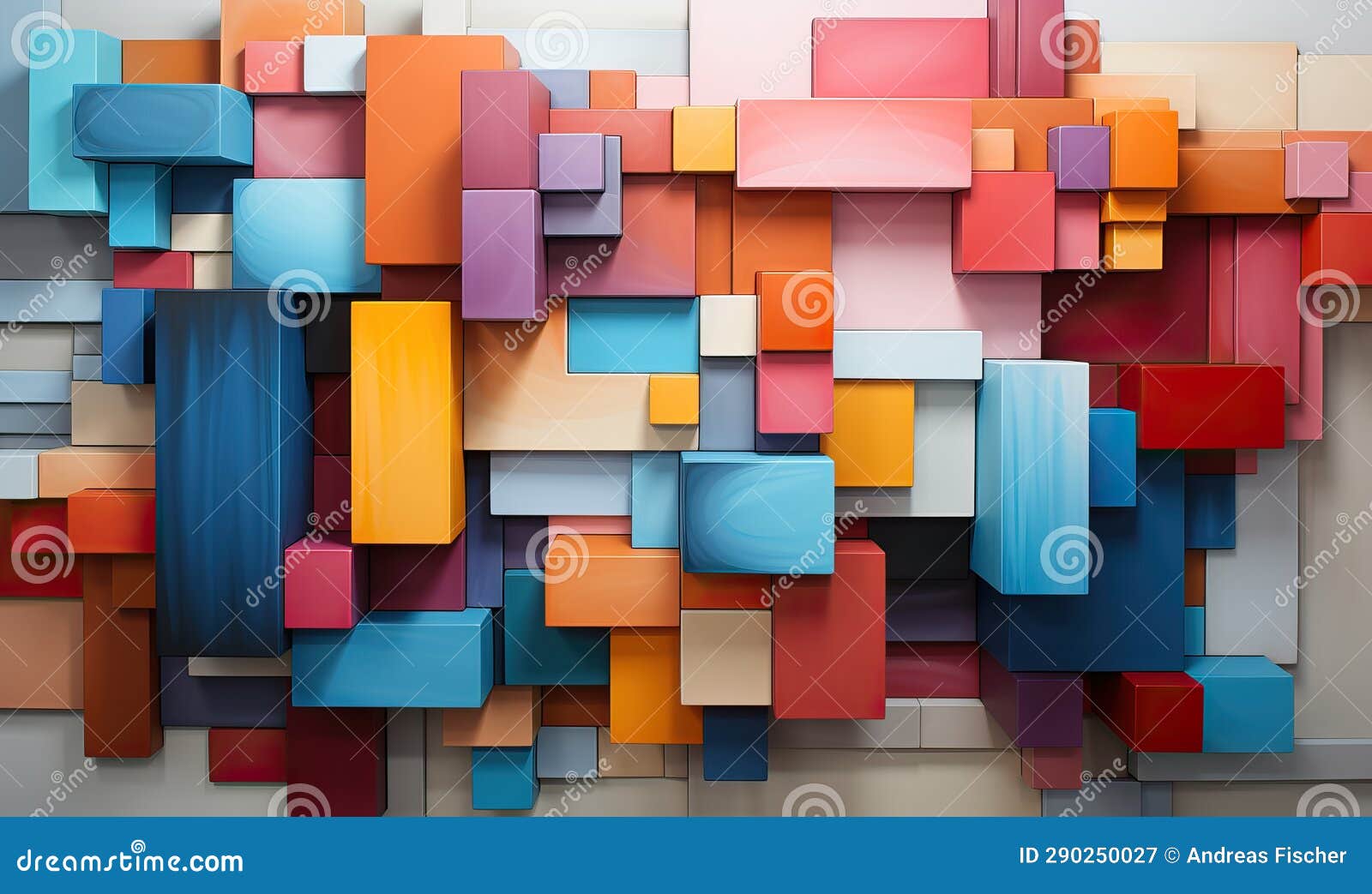 Wallpaper with Colorful 3D Rectangles of Different Sizes. Stock Image ...