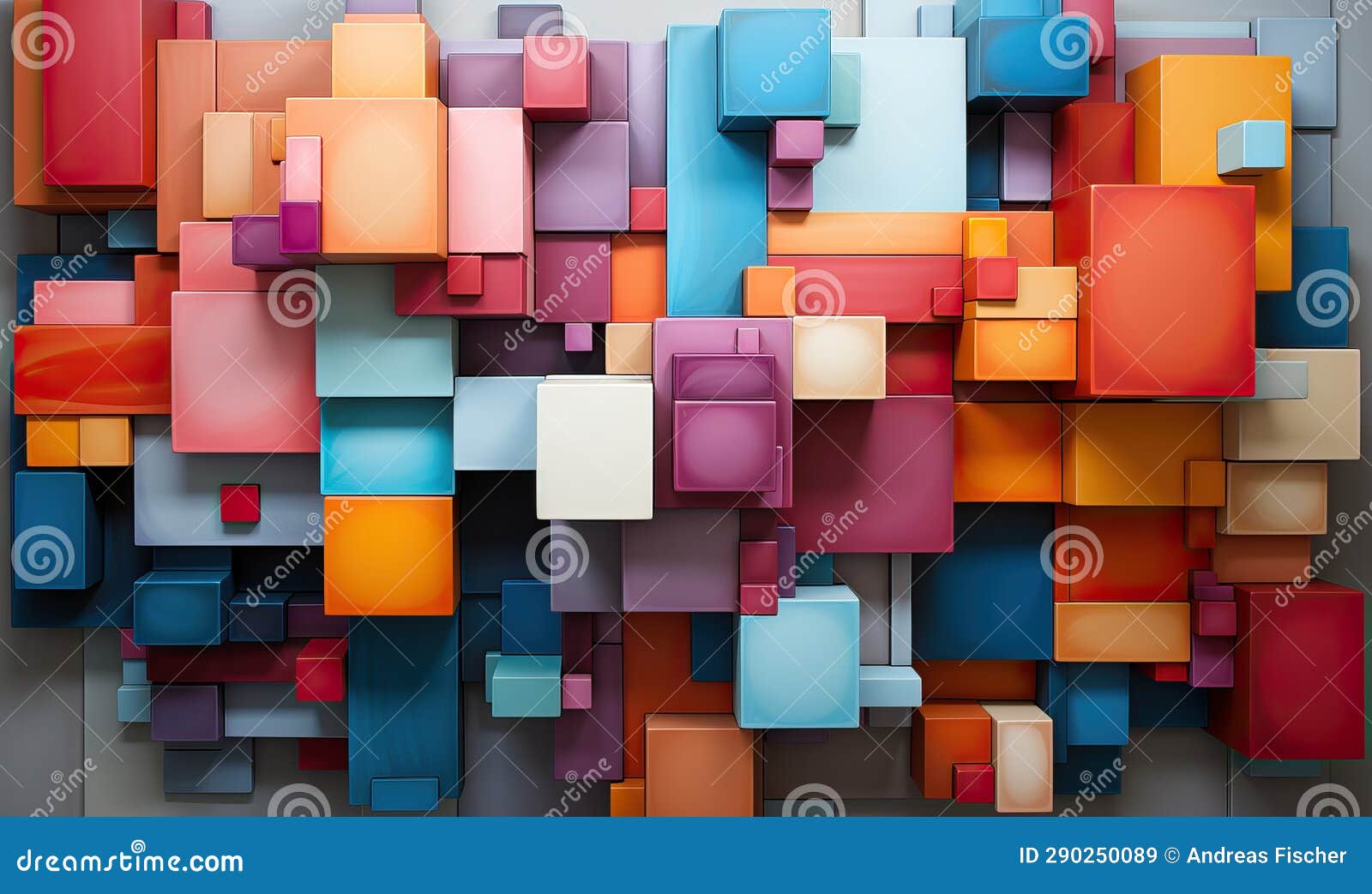 Wallpaper with Colorful 3D Rectangles of Different Sizes. Stock Image ...