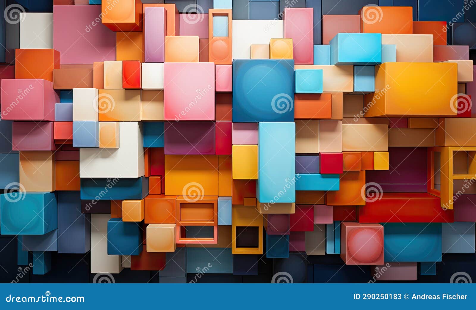 Wallpaper with Colorful 3D Rectangles of Different Sizes. Stock Image ...