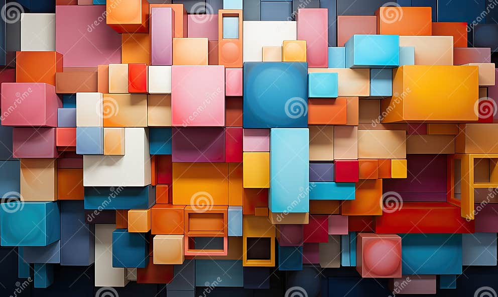 Wallpaper with Colorful 3D Rectangles of Different Sizes. Stock Image ...