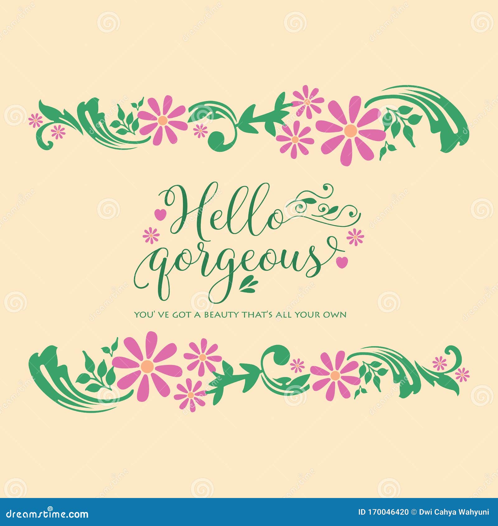 Wallpaper Design for Hello Gorgeous Card, with Pattern of Leaf and Pink ...