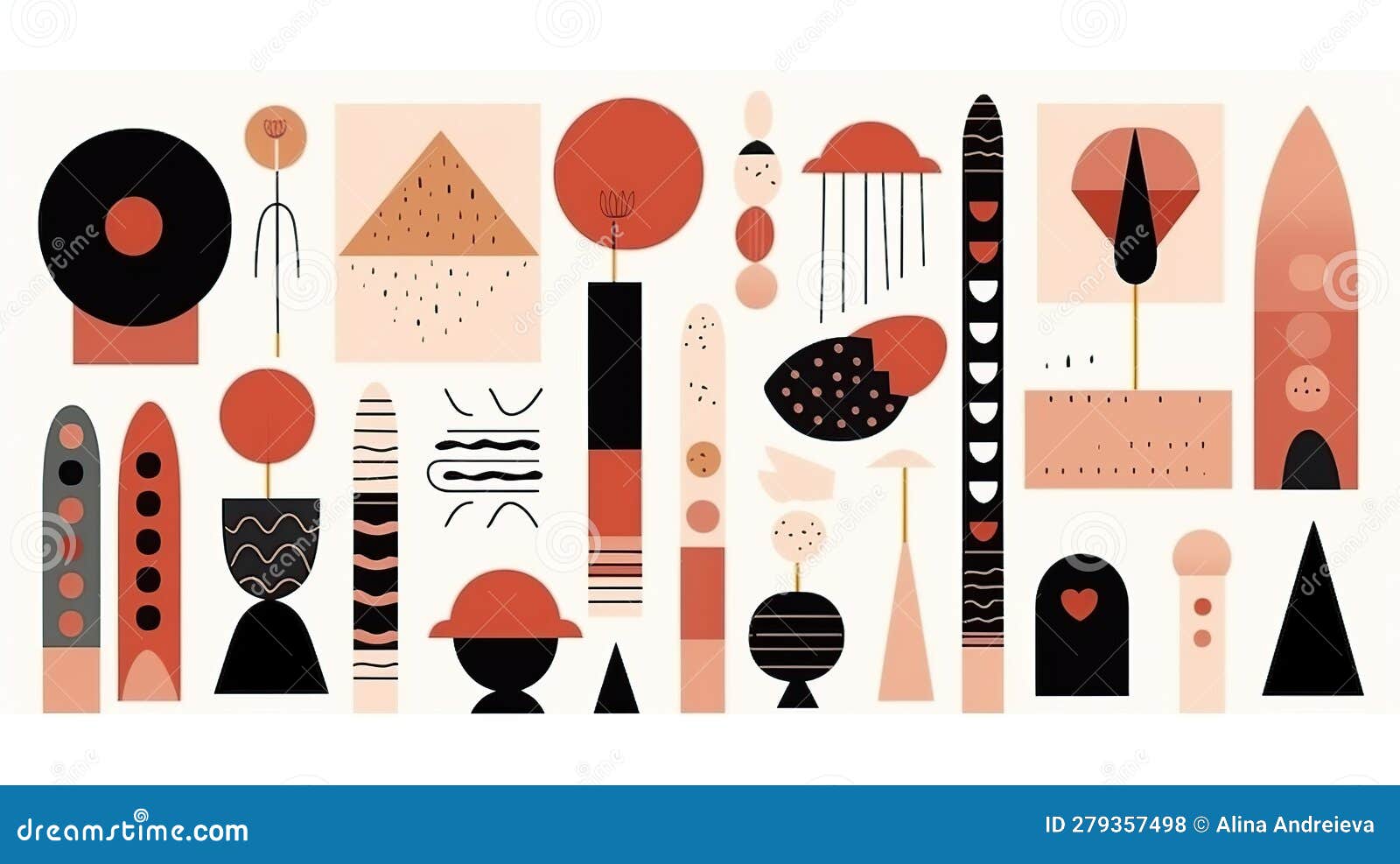 Wallpaper Design with Shape of Various Figures and Doodles. Abstract ...