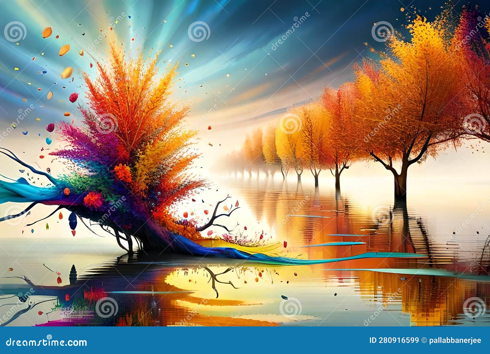 Wallpaper with Dramatic Colorful Patterns, Line Art Perfect for ...