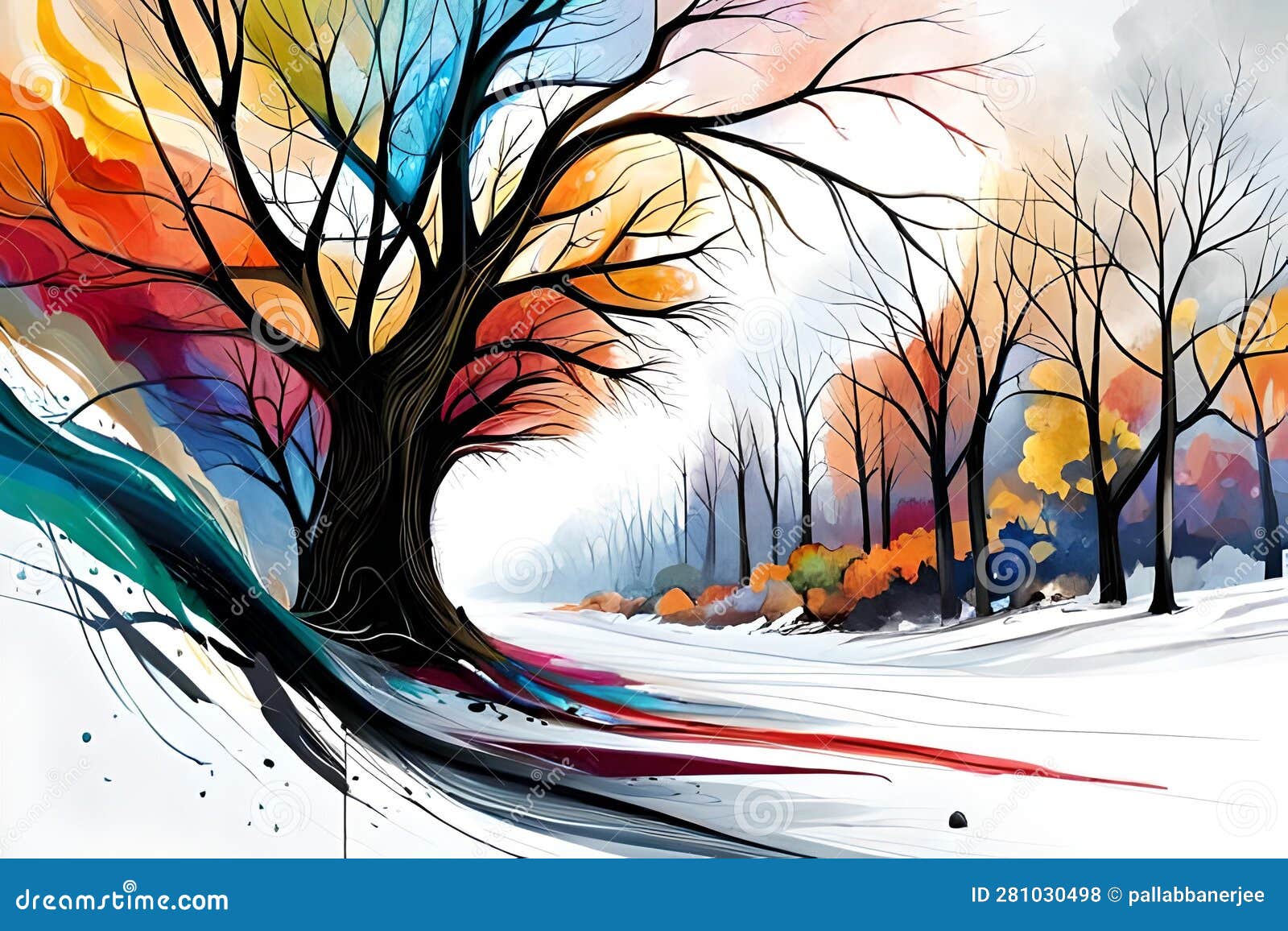 Wallpaper with Dramatic Colorful Patterns, Line Art Perfect for ...