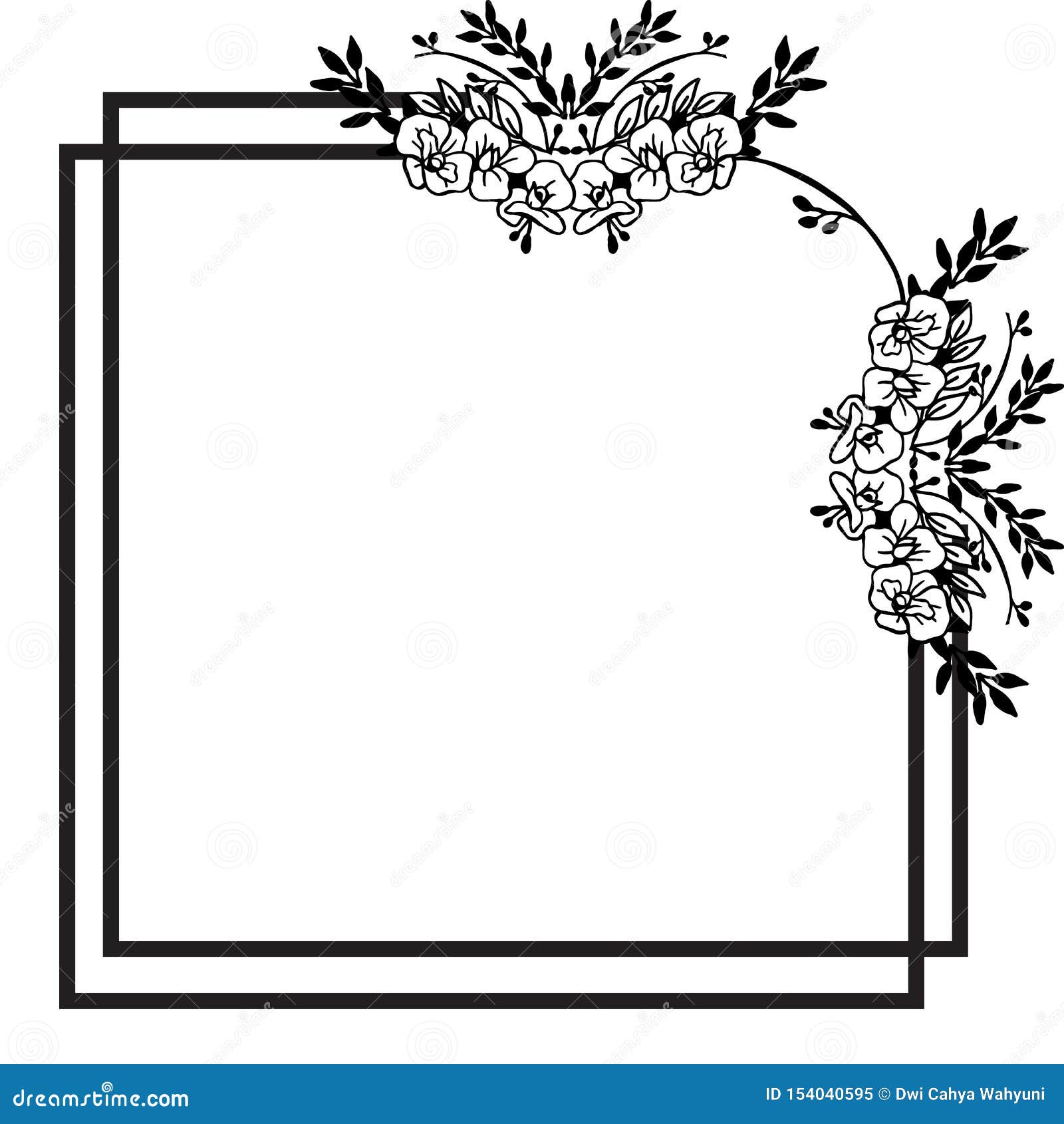 Wallpaper Element of Card, Decorative Frame, with Cute Flowers. Vector ...