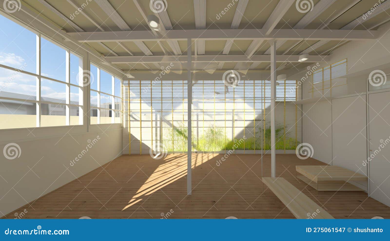 Open Space Interior of a Building Stock Illustration - Illustration of ...