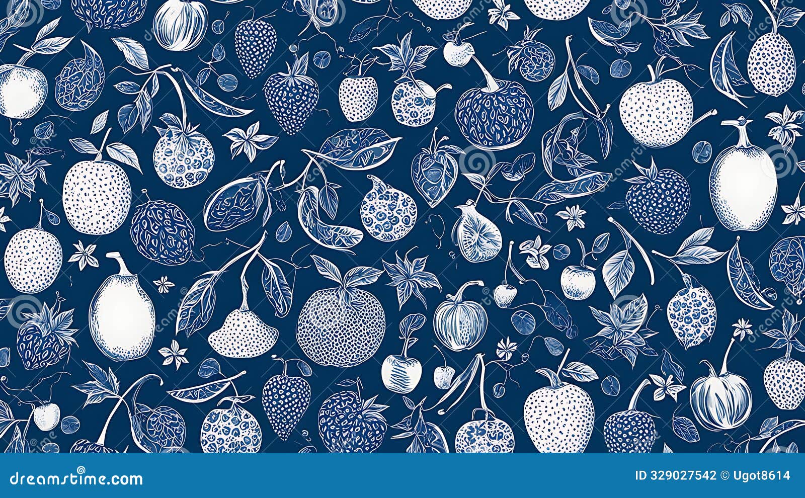 Wallpaper Featuring a Pattern of Fruits and Kitchen Ware Stock ...