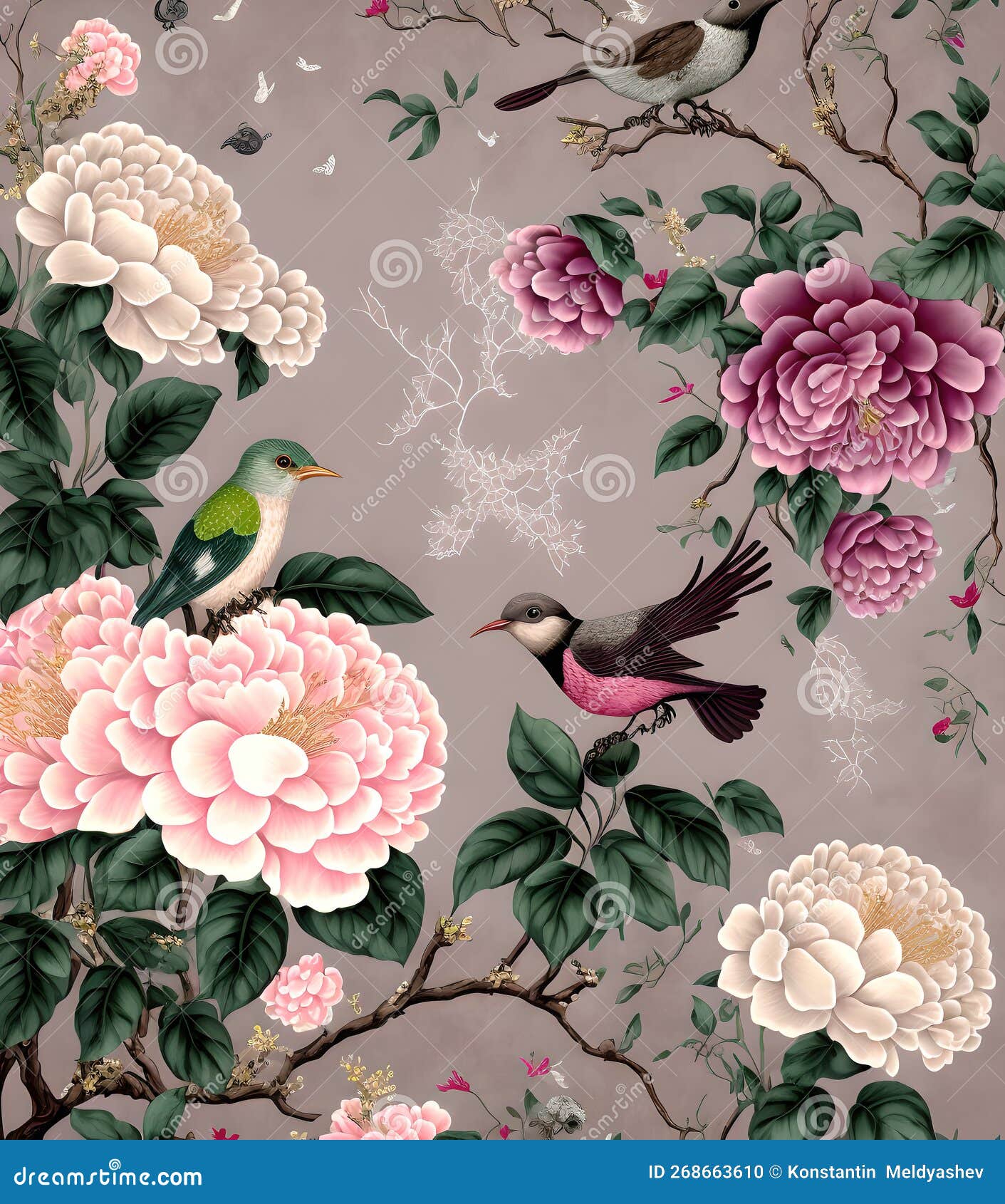 Wallpaper for the Flowers Forest and Roses with Branche Stock ...