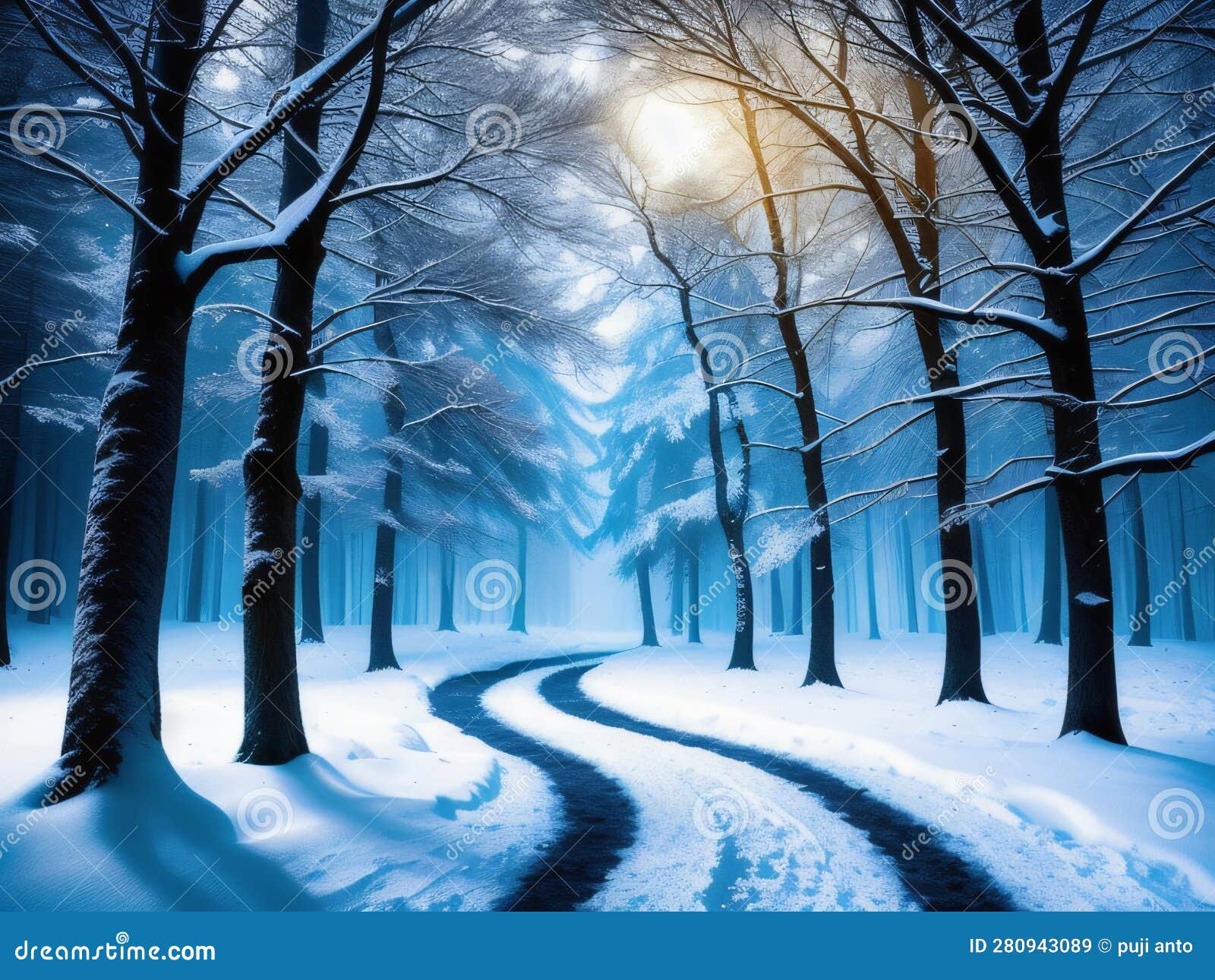 Wallpaper a Forest with Tall Trees, Forest Filled with Snow Stock ...