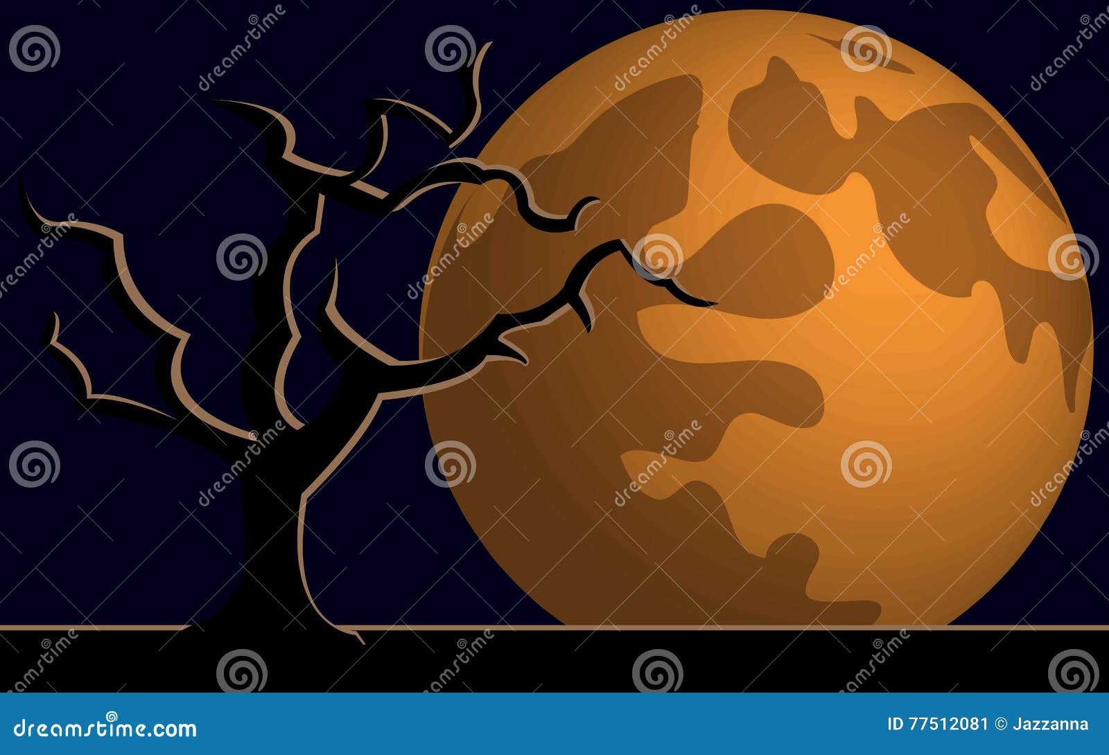 Wallpaper Halloween Moon Tree Stock Vector - Illustration of night ...