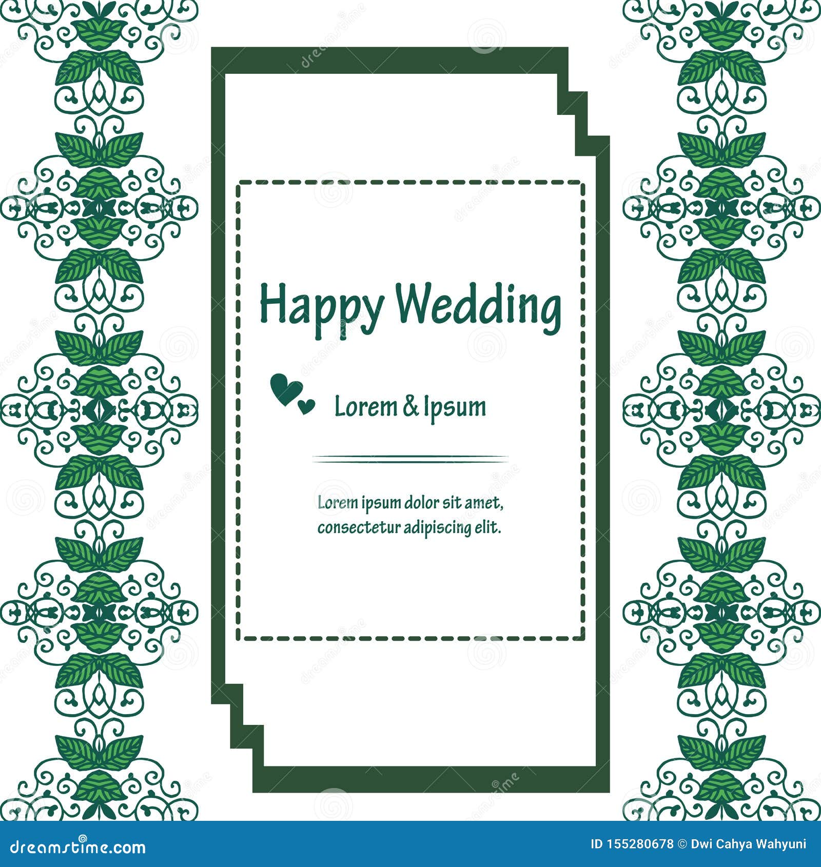 Wallpaper of Happy Wedding, with Design Floral Frame, Isolated on a ...