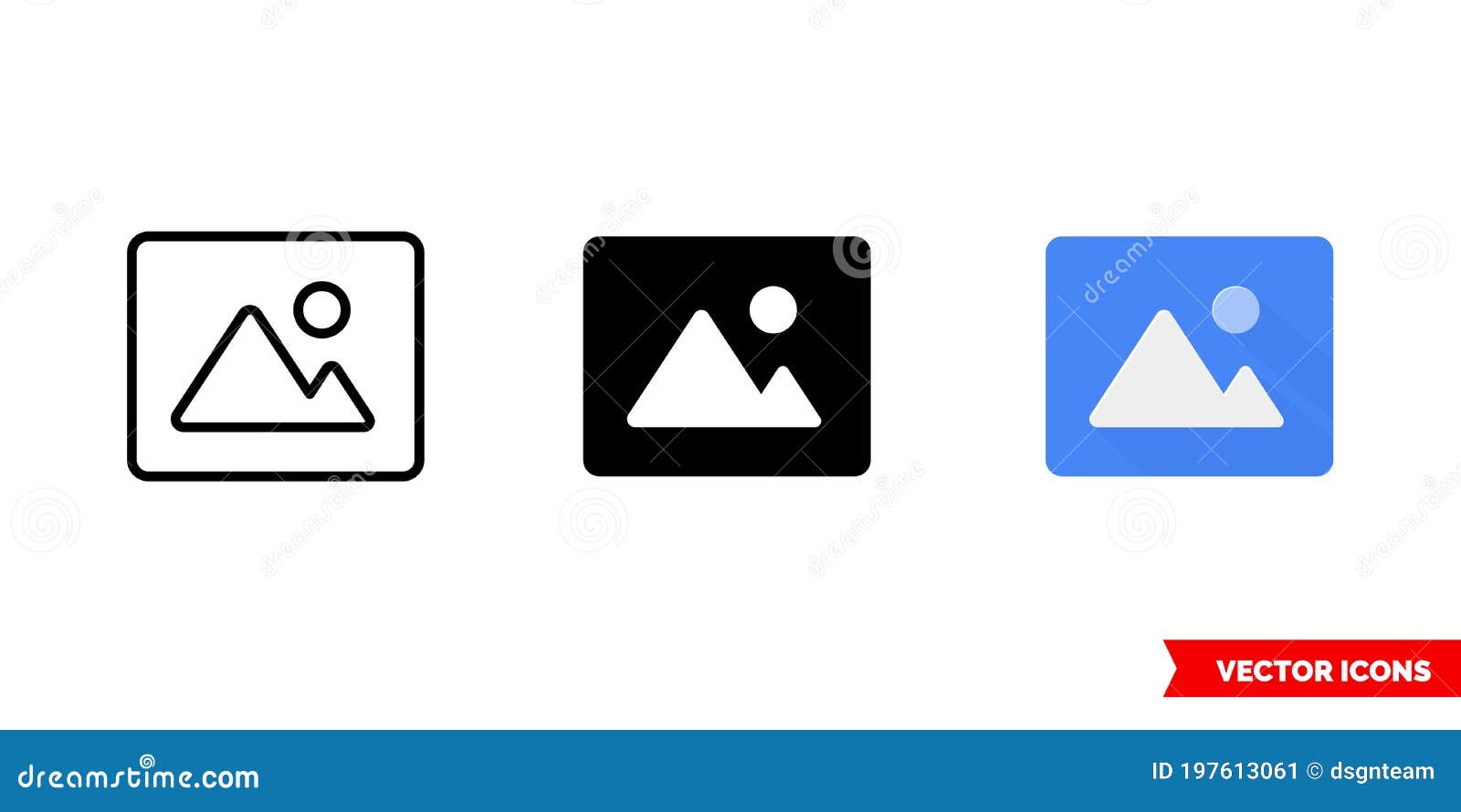 Wallpaper Icon Of 3 Types Color Black And White Outline Isolated