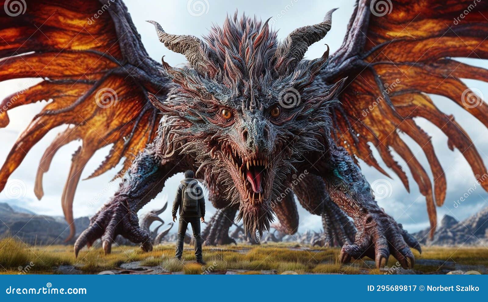 Dragon Encounter Wallpaper - AI Generated Illustration, Realistic Stock Illustration ...