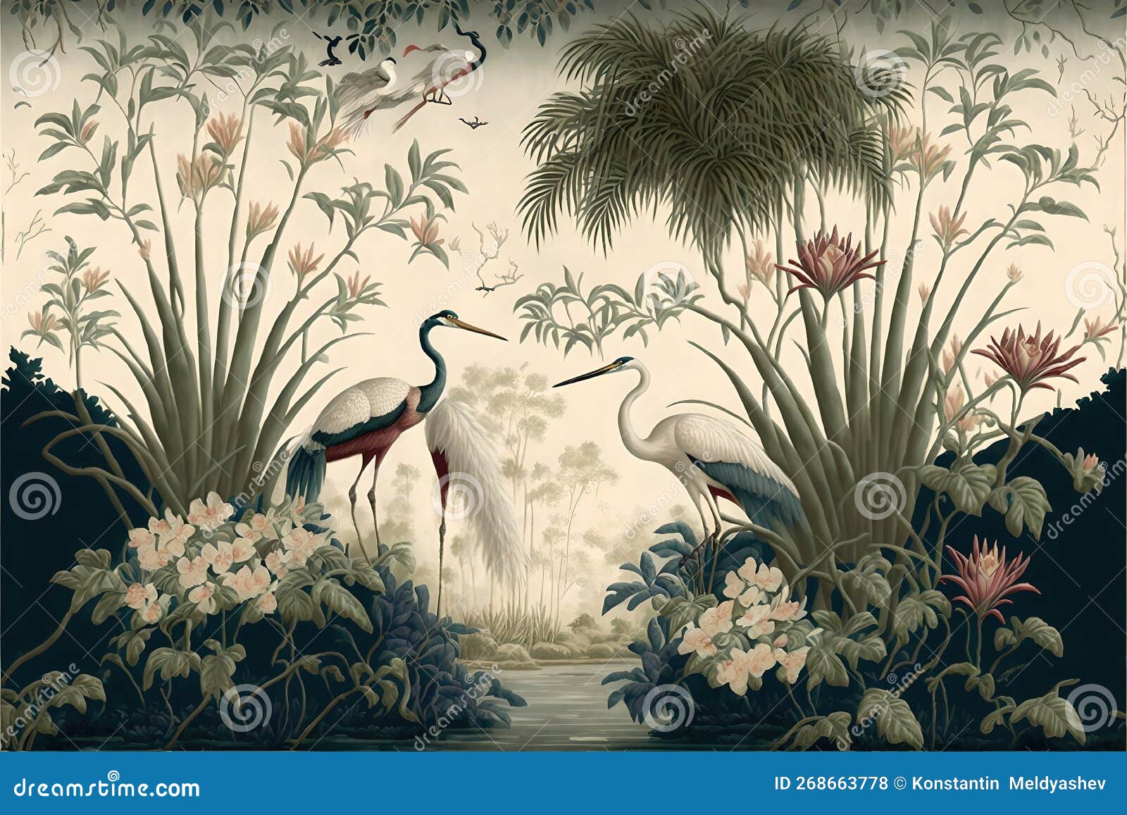 Wallpaper Jungle Pattern Tropical Forest Palm Tropical Stock ...