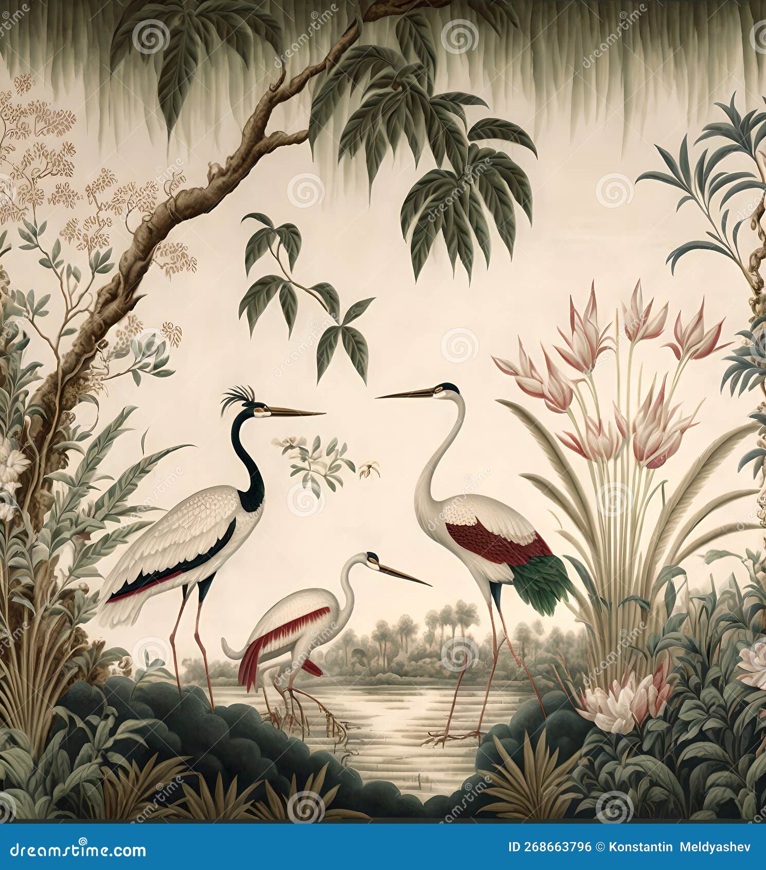 Wallpaper Jungle Pattern Tropical Forest Palm Tropical Stock ...