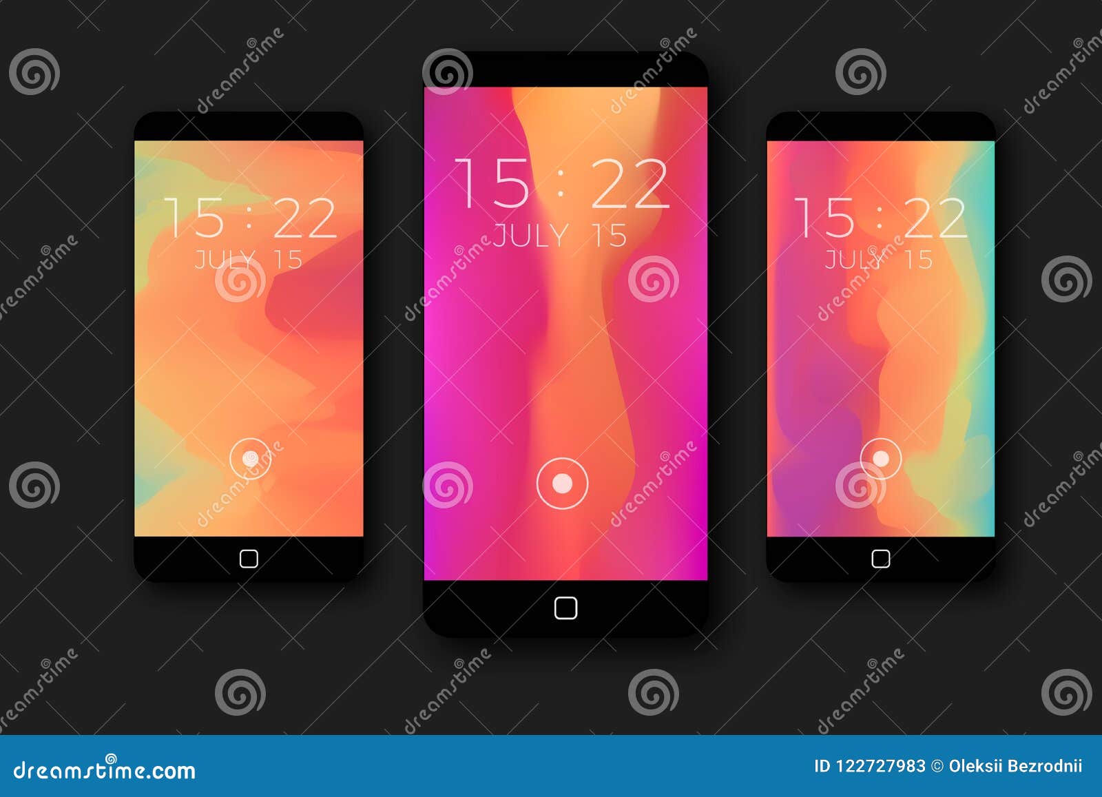 Phone Lock Screen. Vector Illustration. Hand Holding Mobile Phone ...