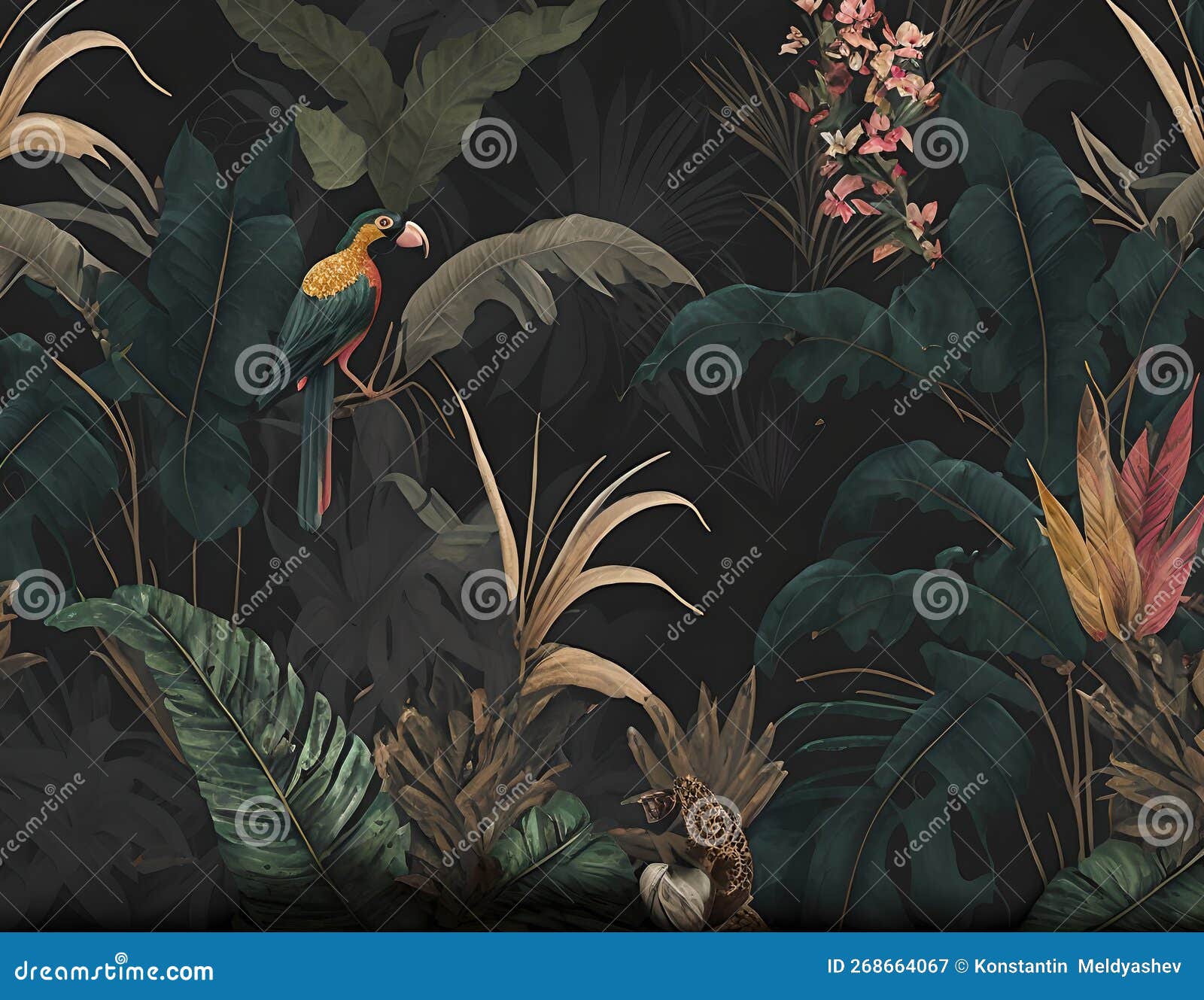 Wallpaper Palm Tropical Forest Vintage Jungle Pattern Stock Image ...