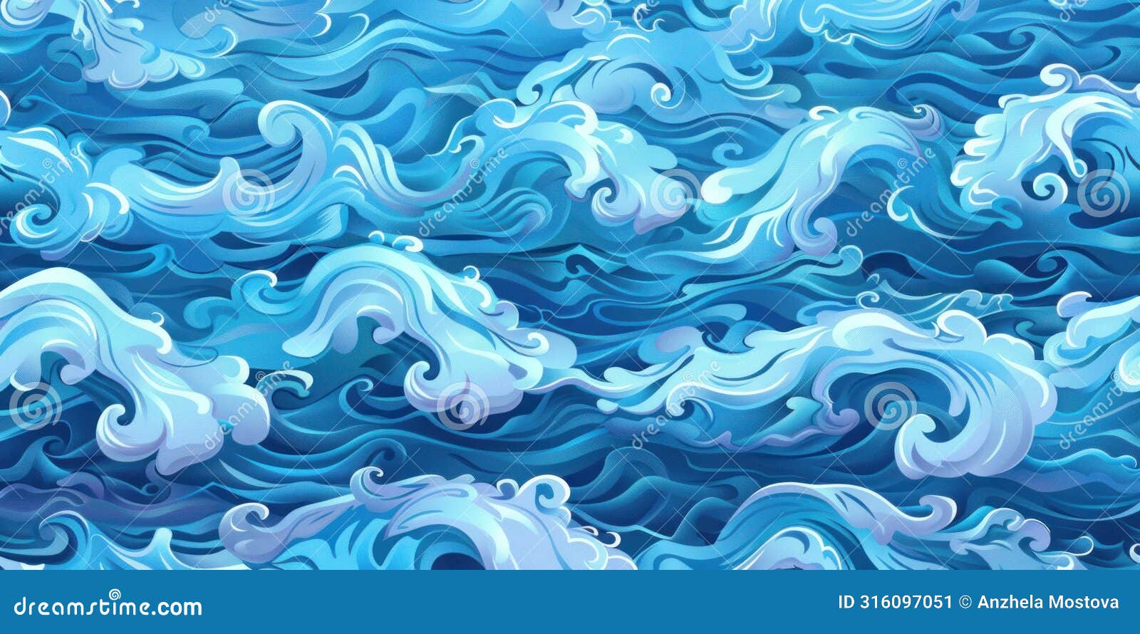 Wallpaper Pattern in the Form of Beautiful Blue Raging Ocean Waves ...