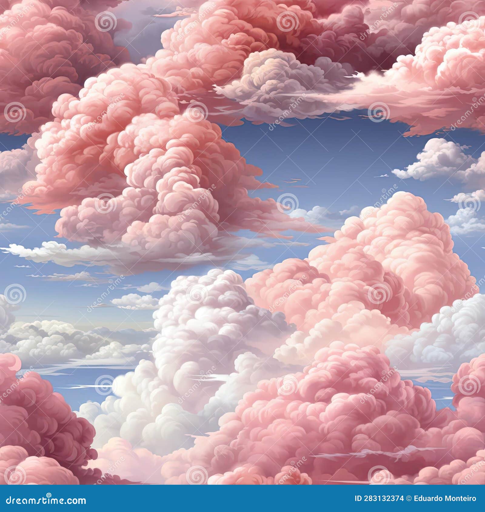 Wallpaper with Pink Clouds (tiled Stock Illustration - Illustration of ...