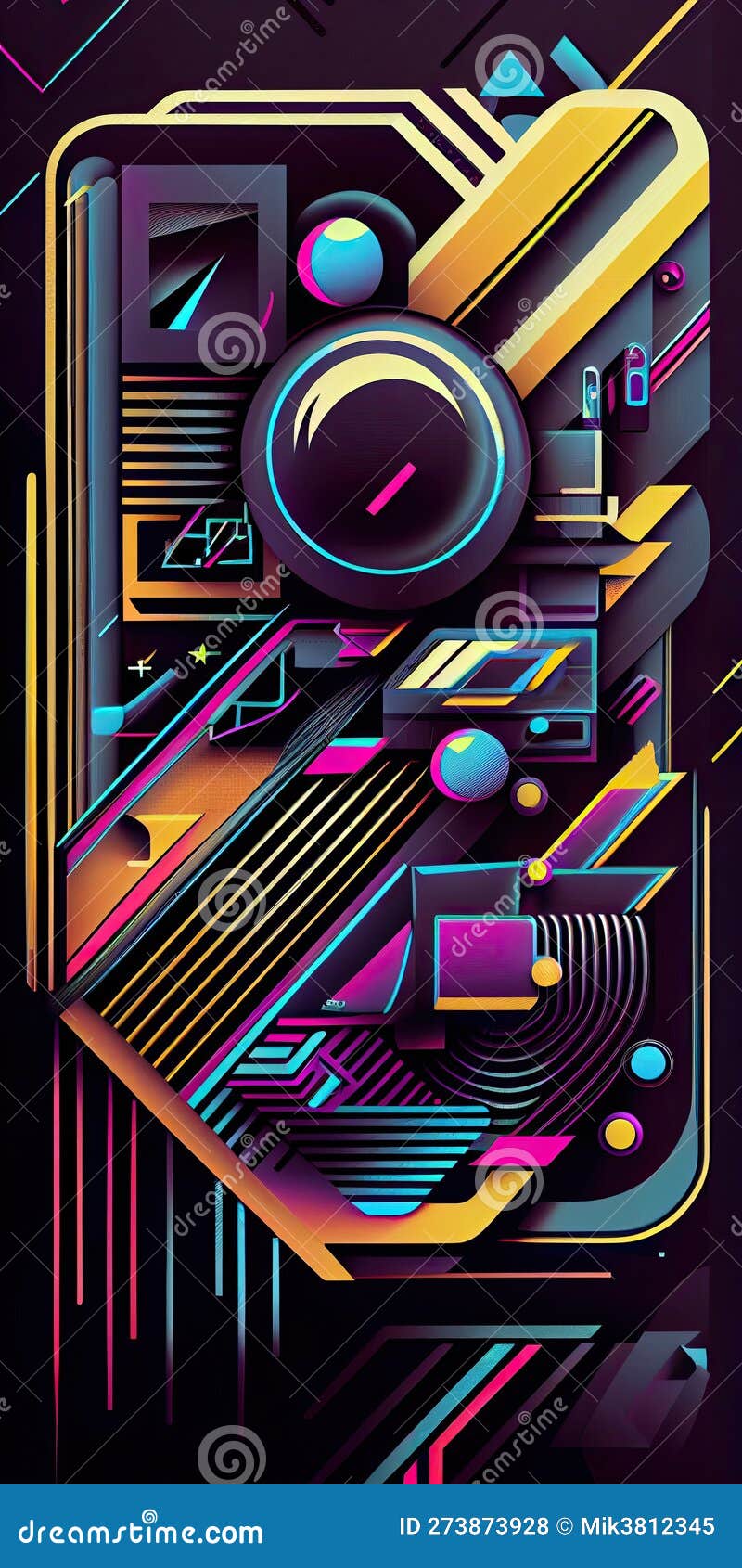 Wallpaper Retro Tech Background for Mobile Stock Illustration ...