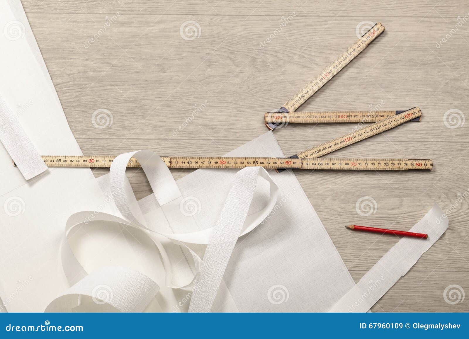 Wallpaper Ruler and a Pencil on Floor Stock Image - Image of room ...
