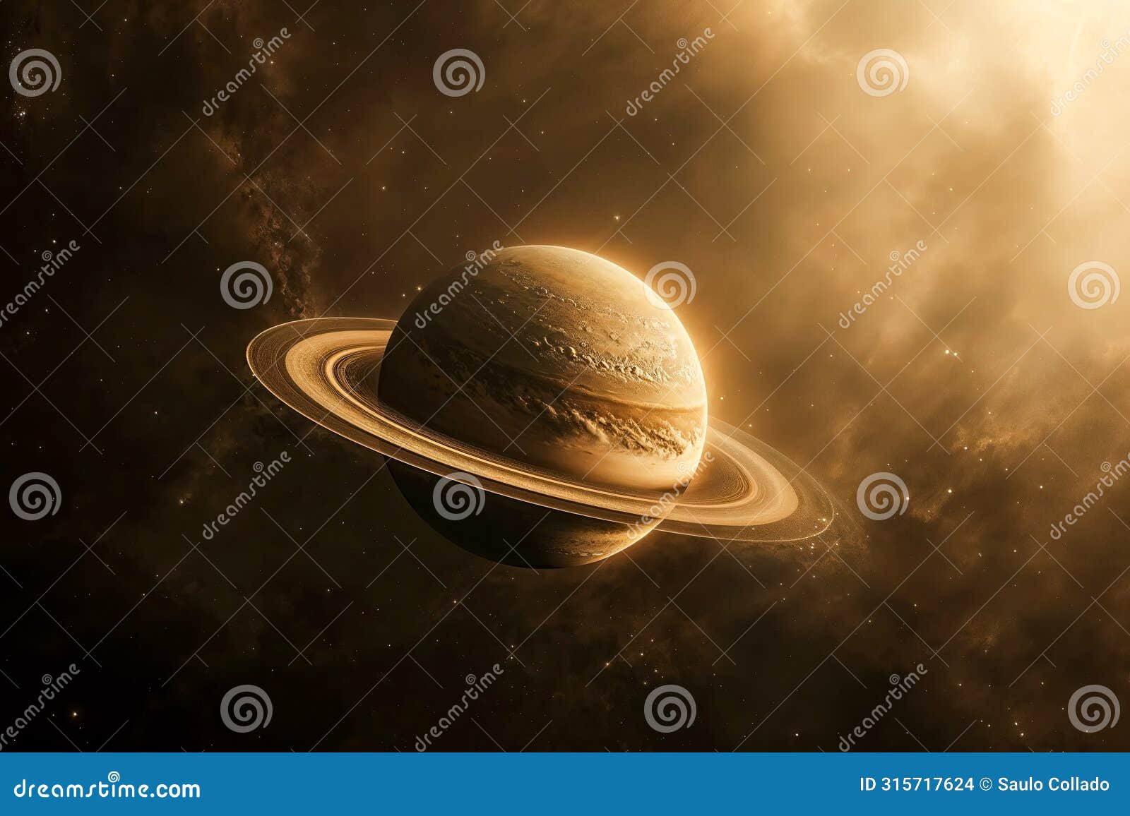 Wallpaper of Saturn in Space Illuminated by Warm Bright Light. Stock ...