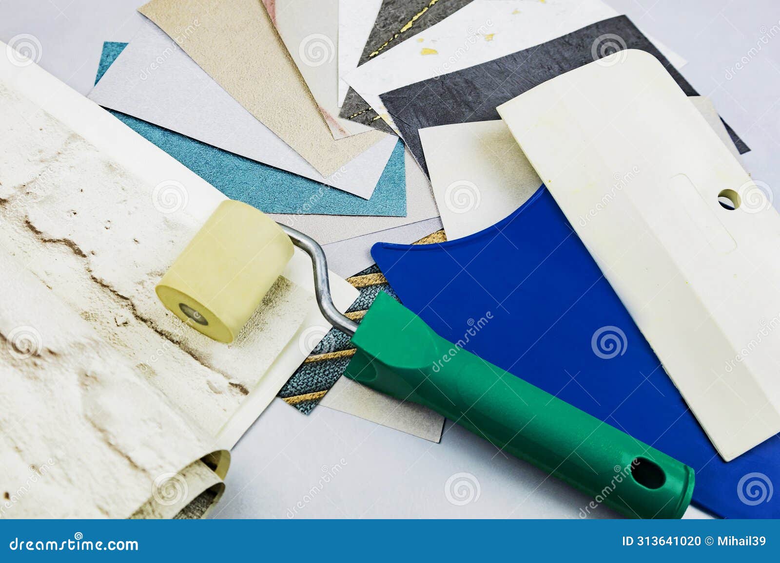 Wallpaper Selection and Tools for Working with Wallpapers. Stock Photo ...