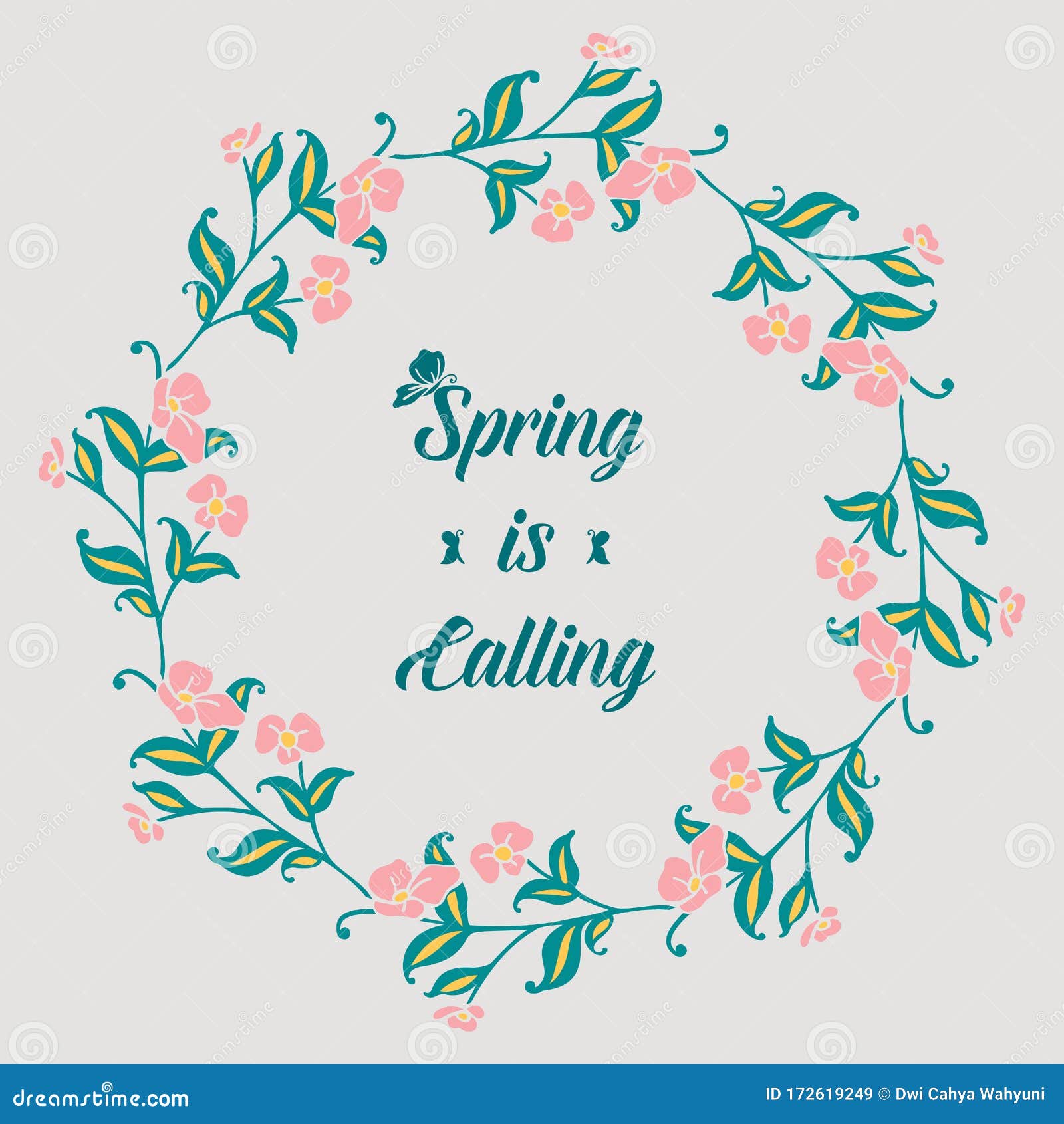 Wallpaper for Spring Calling Greeting Card, with Modern Leaf and Floral ...