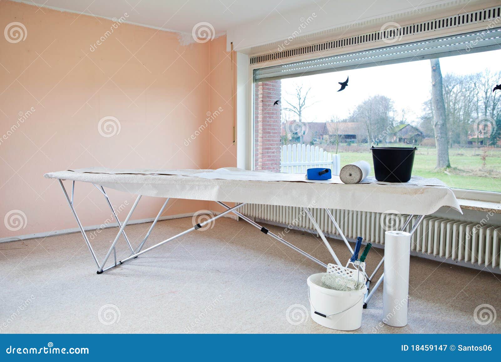 Wallpaper table stock image. Image of roller, bucket - 18459147