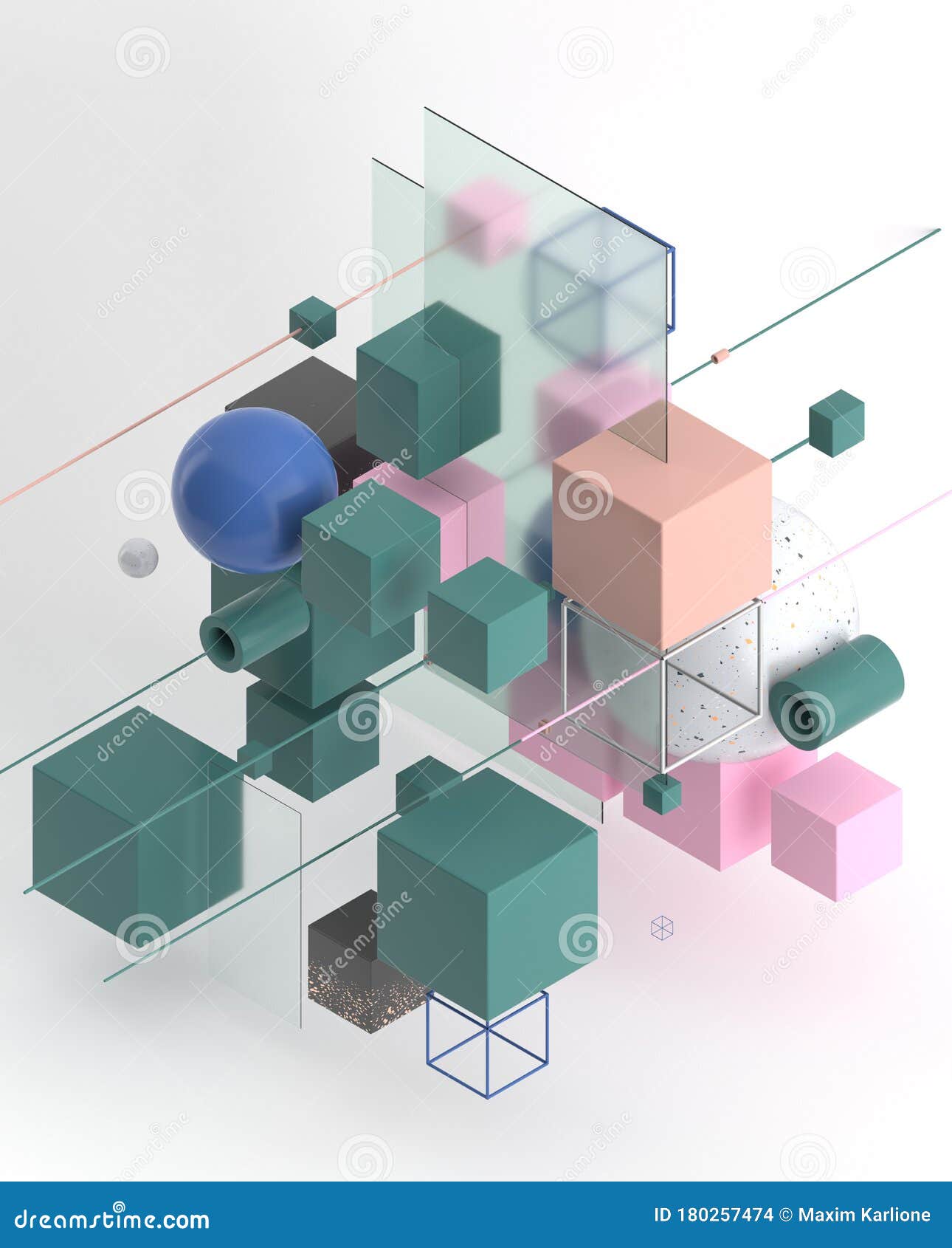 Abstract Background, Modern Composition of Geometric Shapes. Cube ...