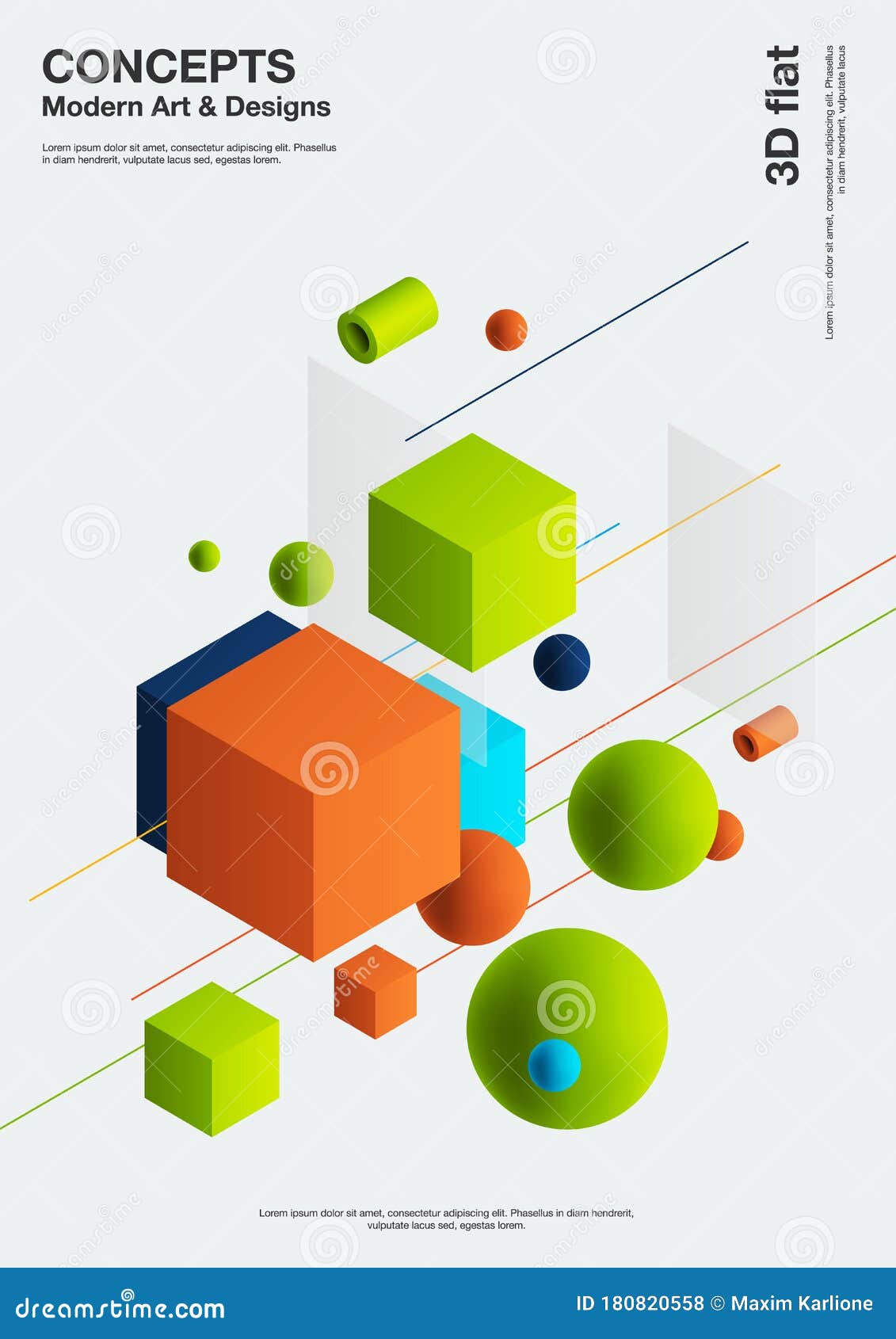 Abstract Background, Modern Composition of Geometric Shapes. Cube ...
