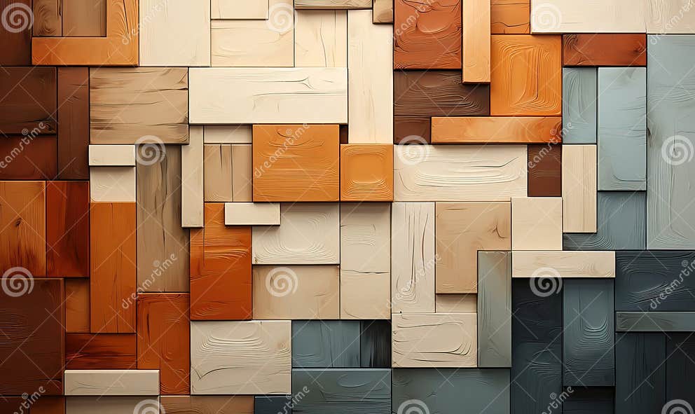 Wallpaper with Textured 3D Rectangles of Different Sizes. Stock Photo ...