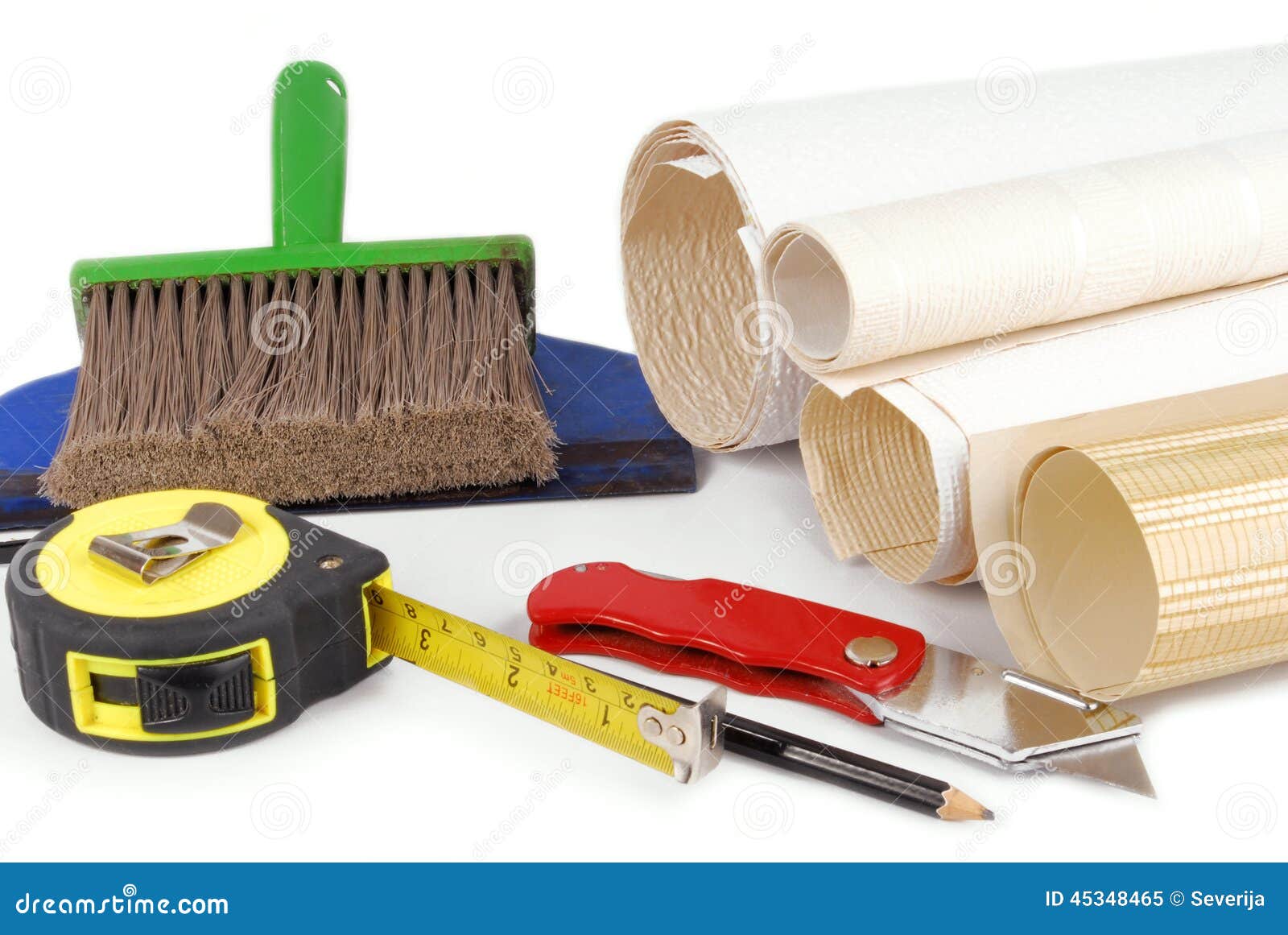 Wallpaper and Tools Isolated Stock Image - Image of improvement, object ...