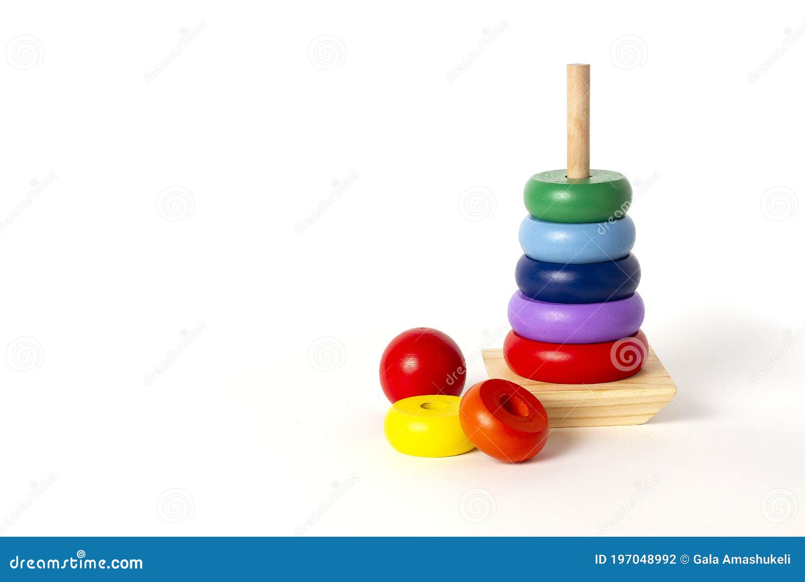 Toy Pyramid, Wooden, Multi - Colored Rings, on a White Background Stock ... Toy Pyramid, Wooden, Multi - Colored Rings, on a White Background Stock ...