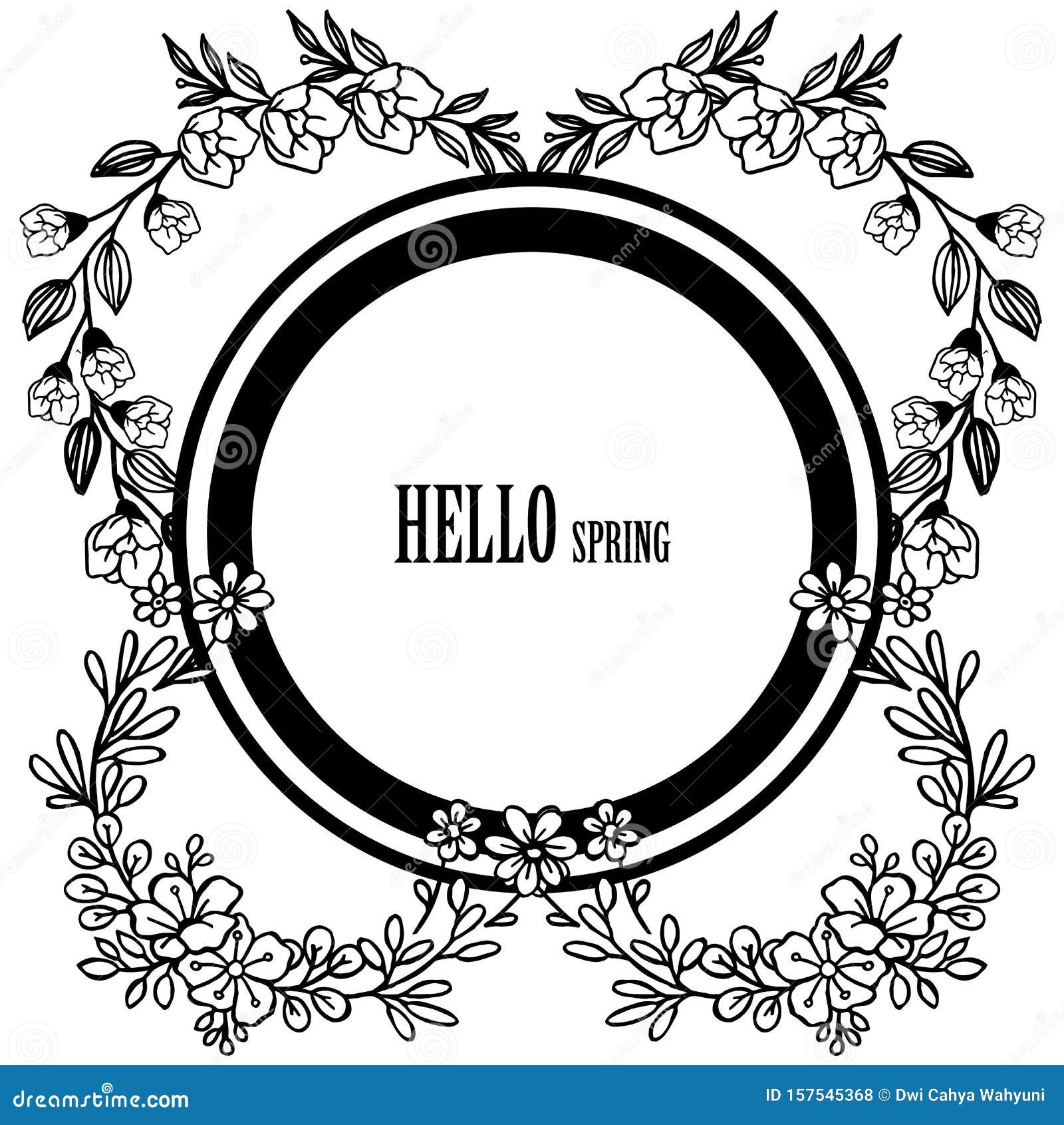 Wallpaper Unique Leaf Floral Frame, for Lettering of Hello Spring ...