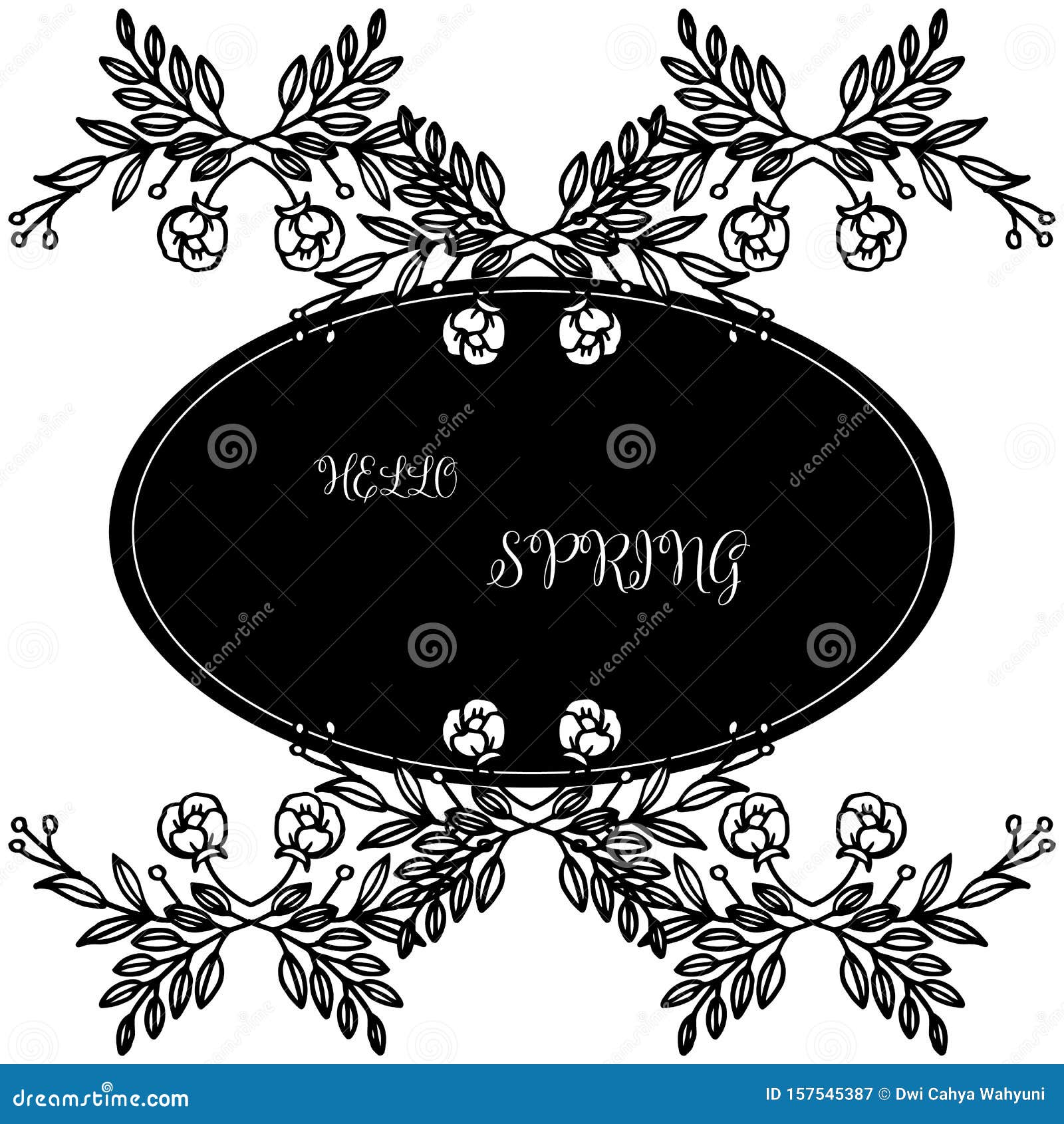 Wallpaper Unique Leaf Floral Frame, for Lettering of Hello Spring ...