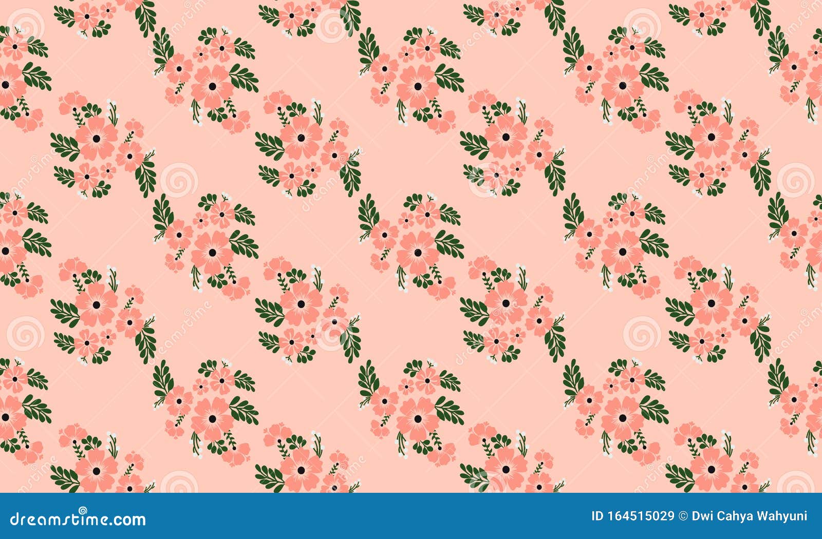 Wallpaper Vintage Floral Pattern on Bright Peach Background Stock ...