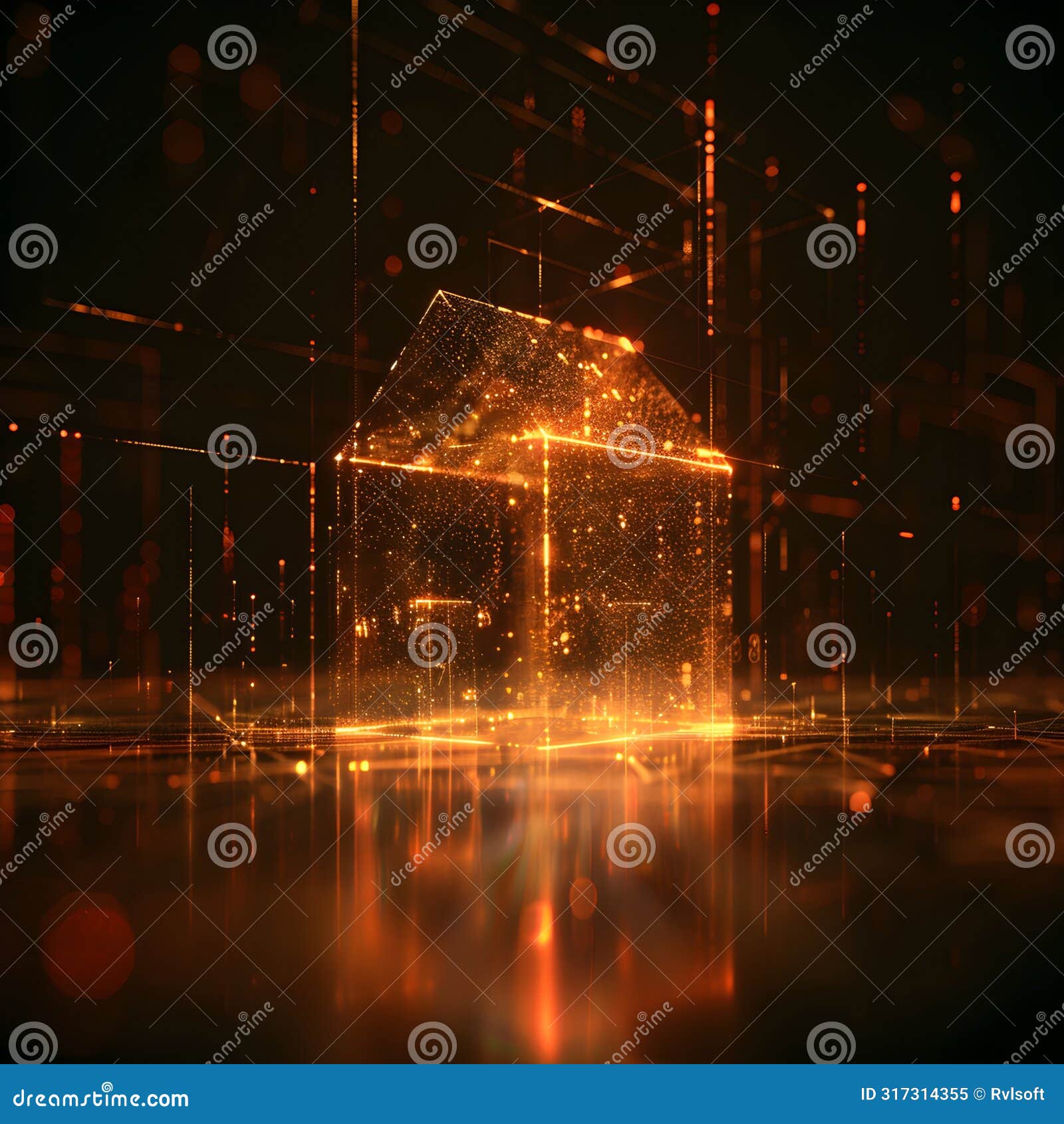 Wallpaper of Virtual House on Digital Background, Abstract Technology ...