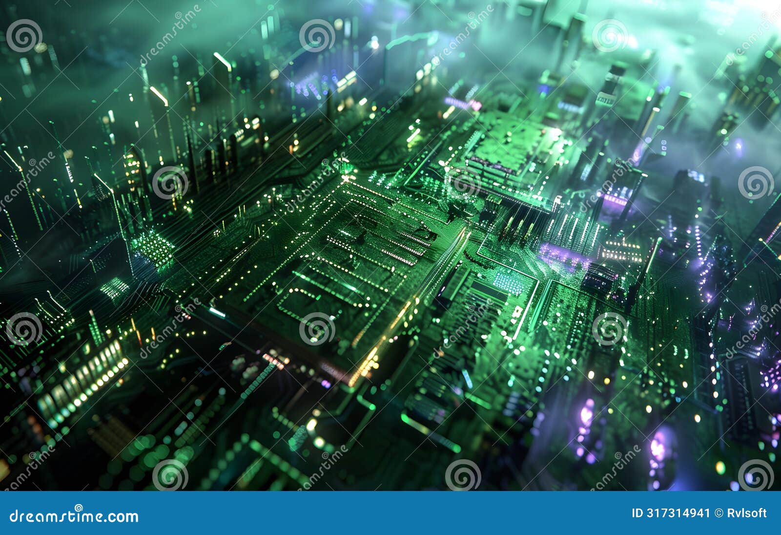 Wallpaper of Virtual Micro Chips on Digital Background, Abstract ...
