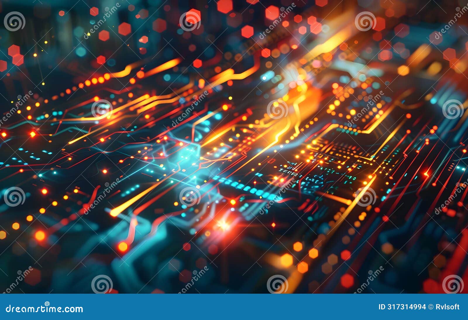 Wallpaper of Virtual Micro Chips on Digital Background, Abstract ...