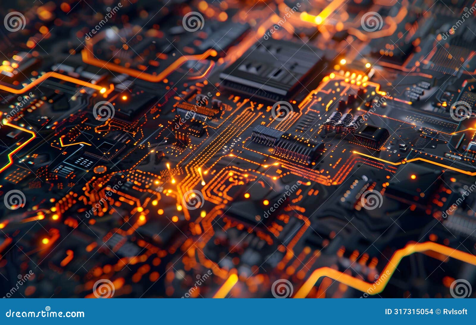 Wallpaper of Virtual Micro Chips on Digital Background, Abstract ...